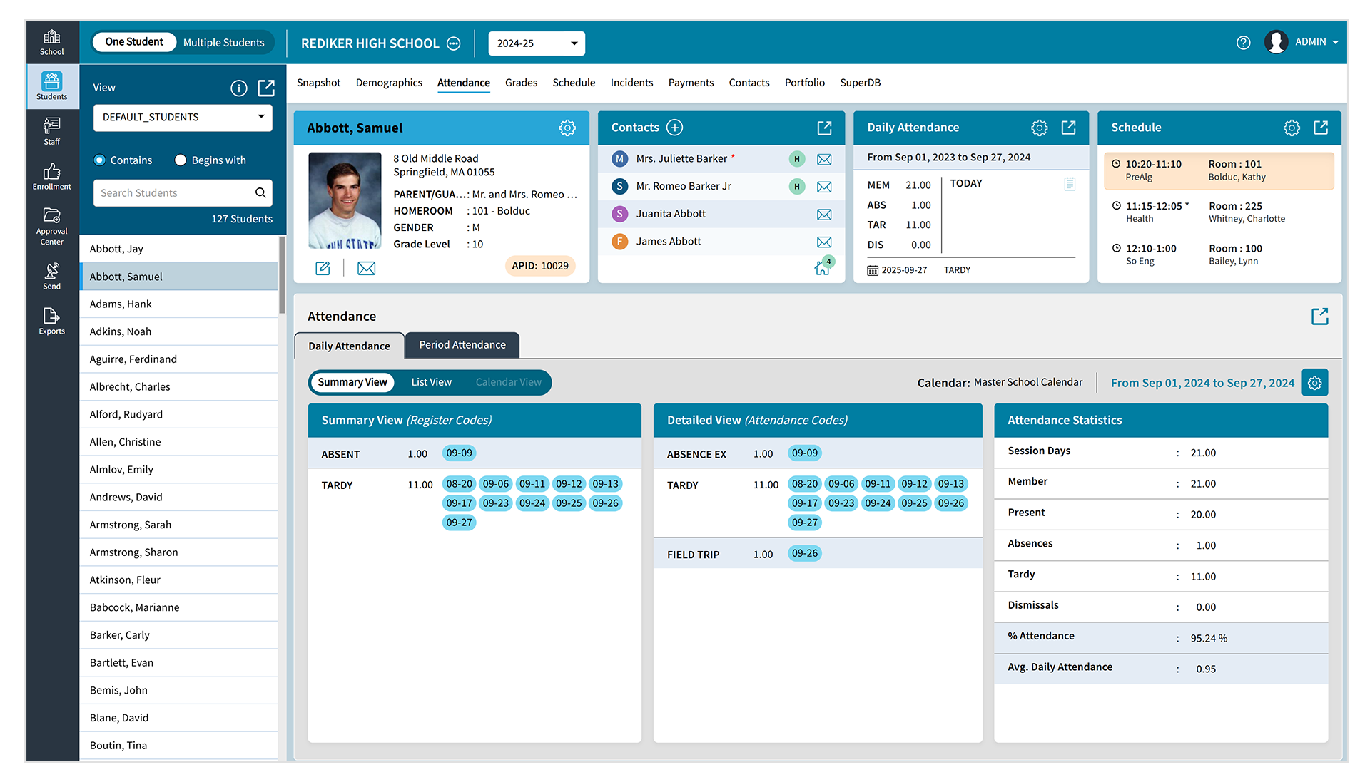 Daily and Period Attendance School Software | Rediker Software