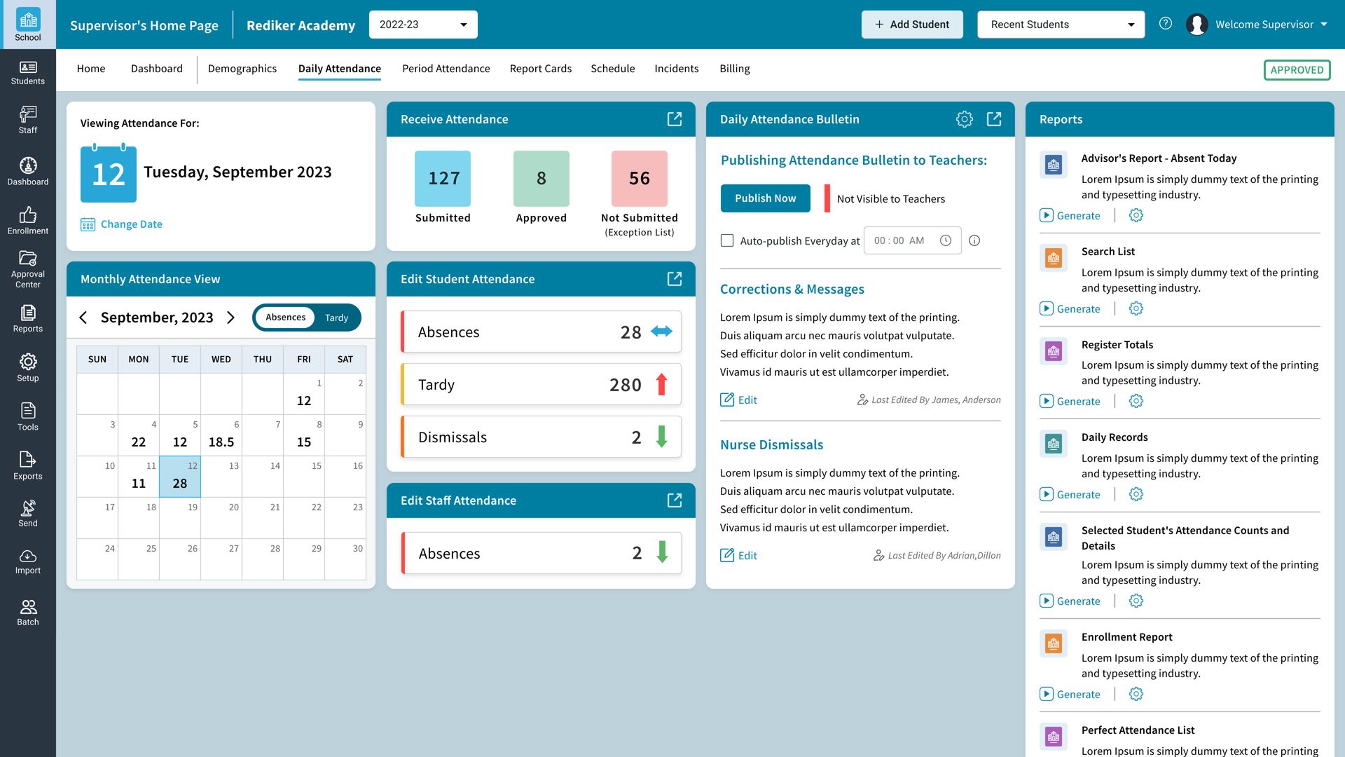 Daily and Period Attendance School Software | Rediker Software