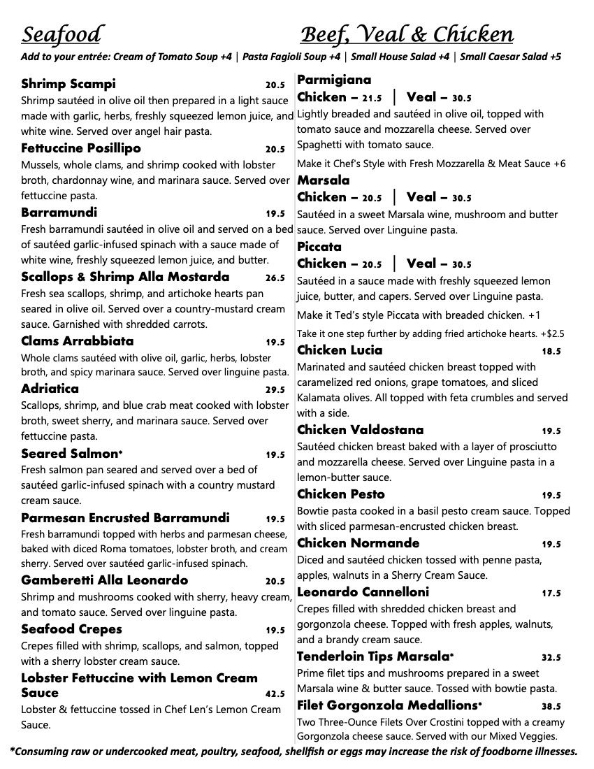 Lunch Menu | MAMA LUCIA's RESTAURANT