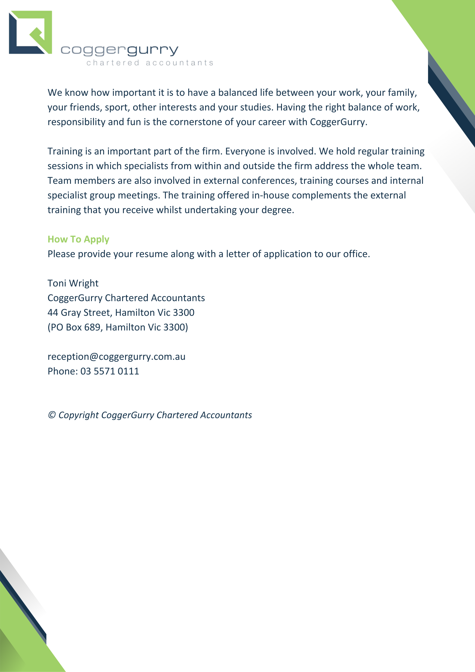 Cadetship Program, CoggerGurry, Hamilton, VIC