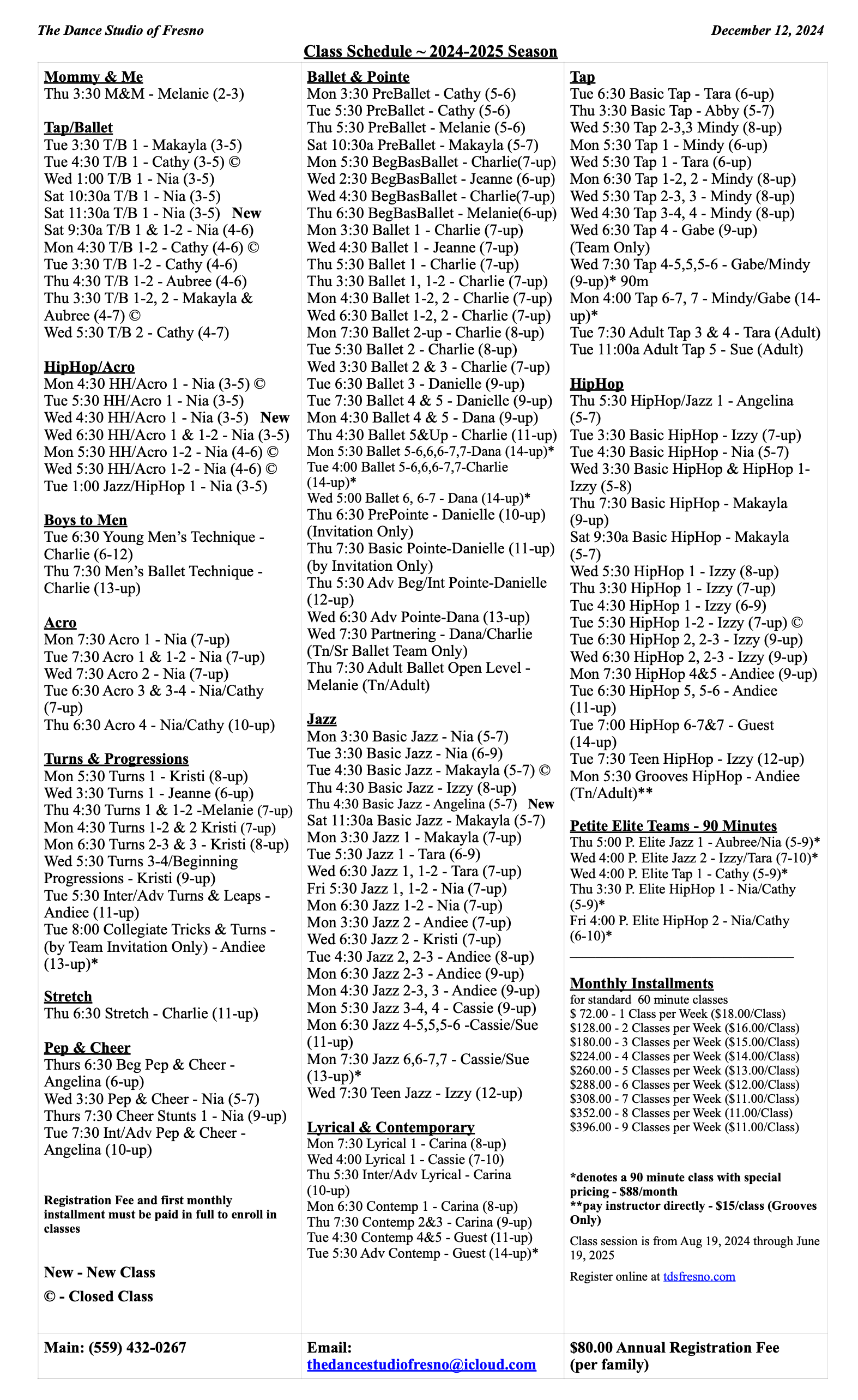 SCHEDULE