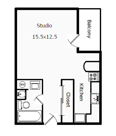 Studio & 1-Bedroom Floorplans