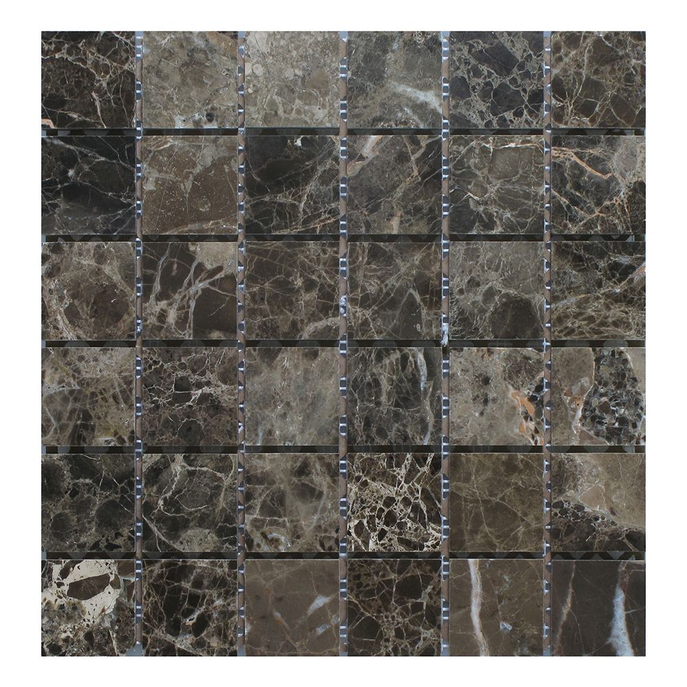 Dark Emperador Square - Polished - 2"X2"