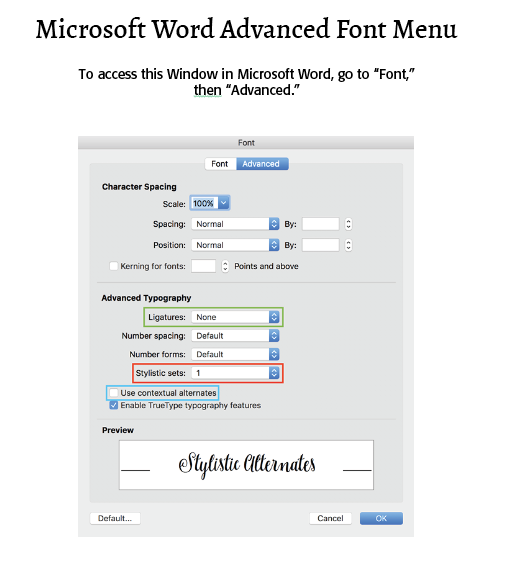 Using Open Type Fonts