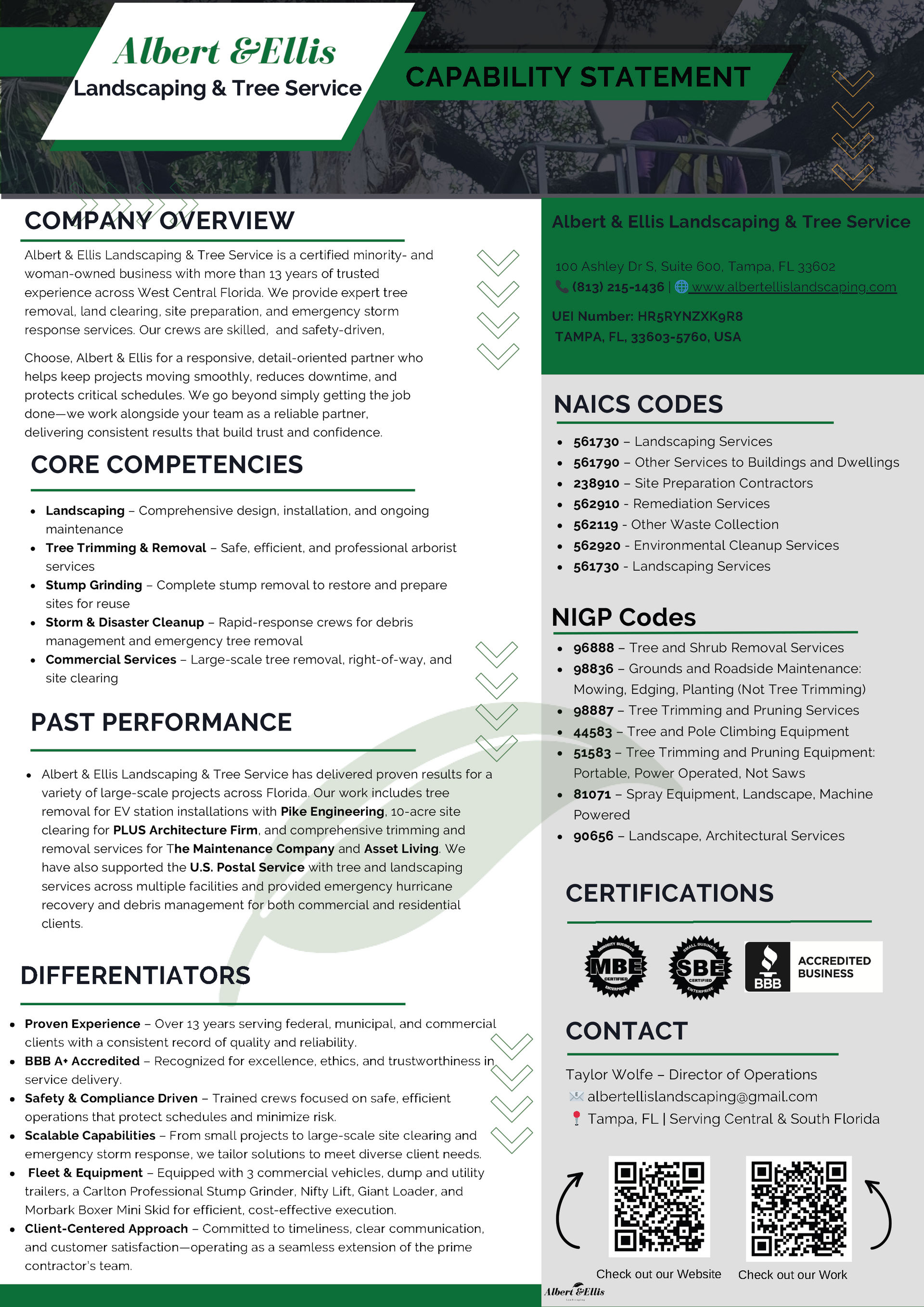 Tree Care Capabilities | Tampa, FL | Albert & Ellis Lands