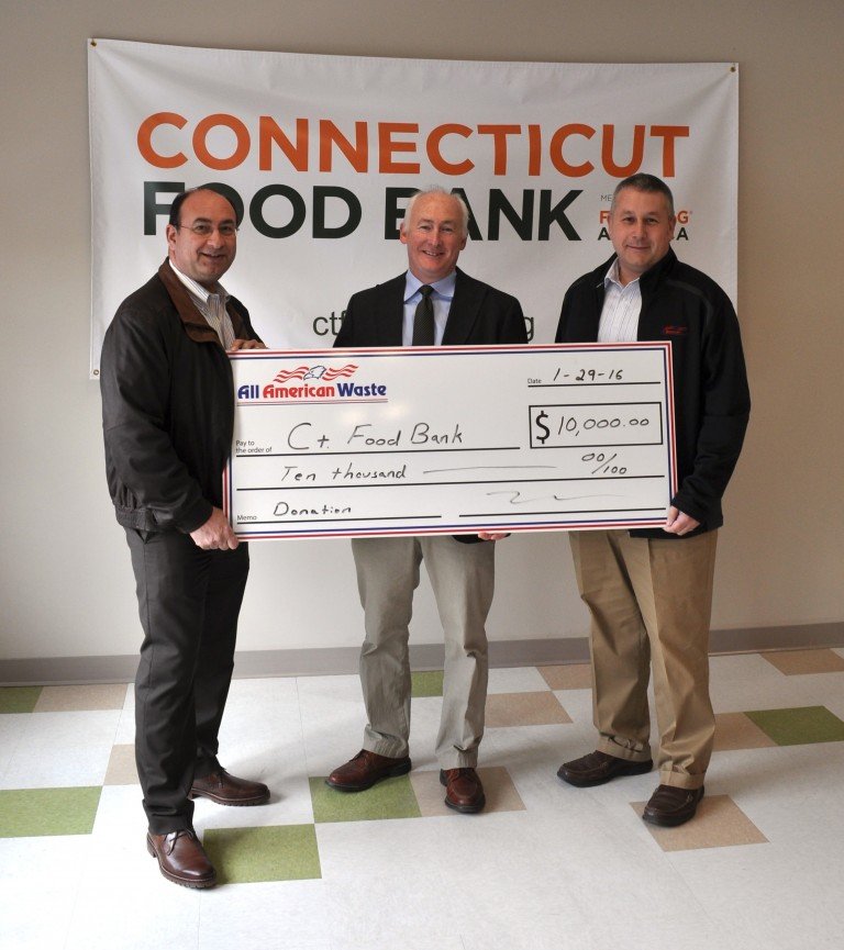All American Waste presented a donation to the Connecticut Food Bank