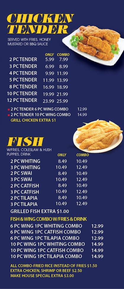 Champion Wings & Fish Menu