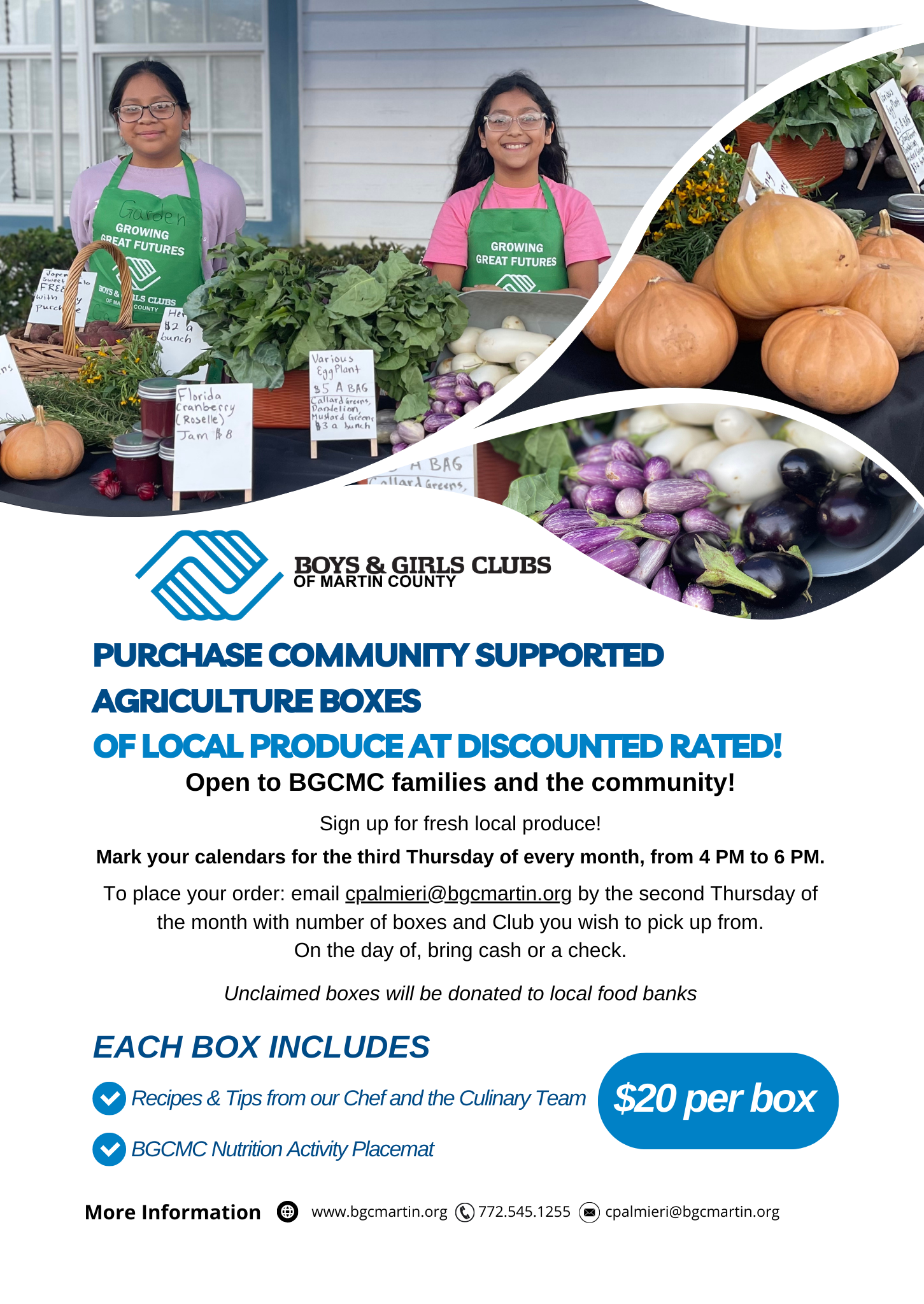 Local Produce Available For Purchase at Clubs