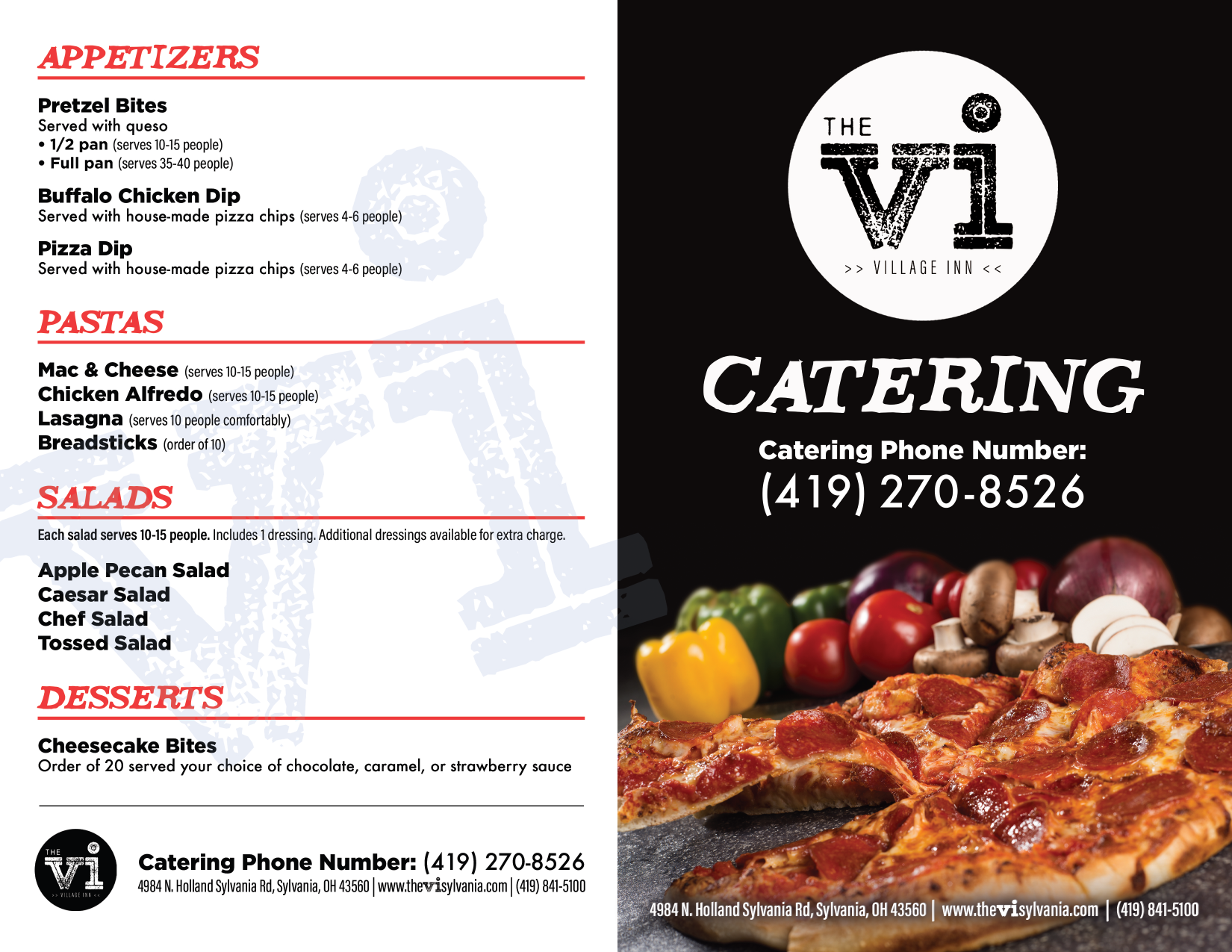 Catering Menu | Village Inn - Sylvania, Ohio