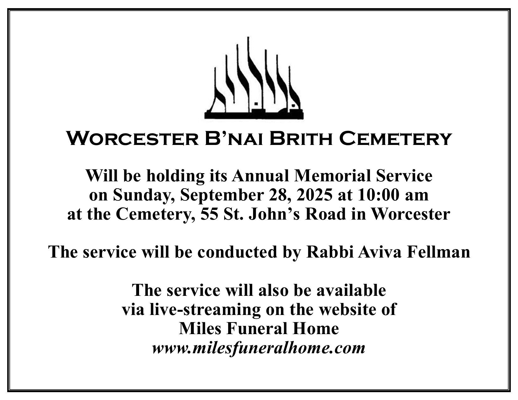 Annual B'nai Brith Cemetery | Miles Funeral Home