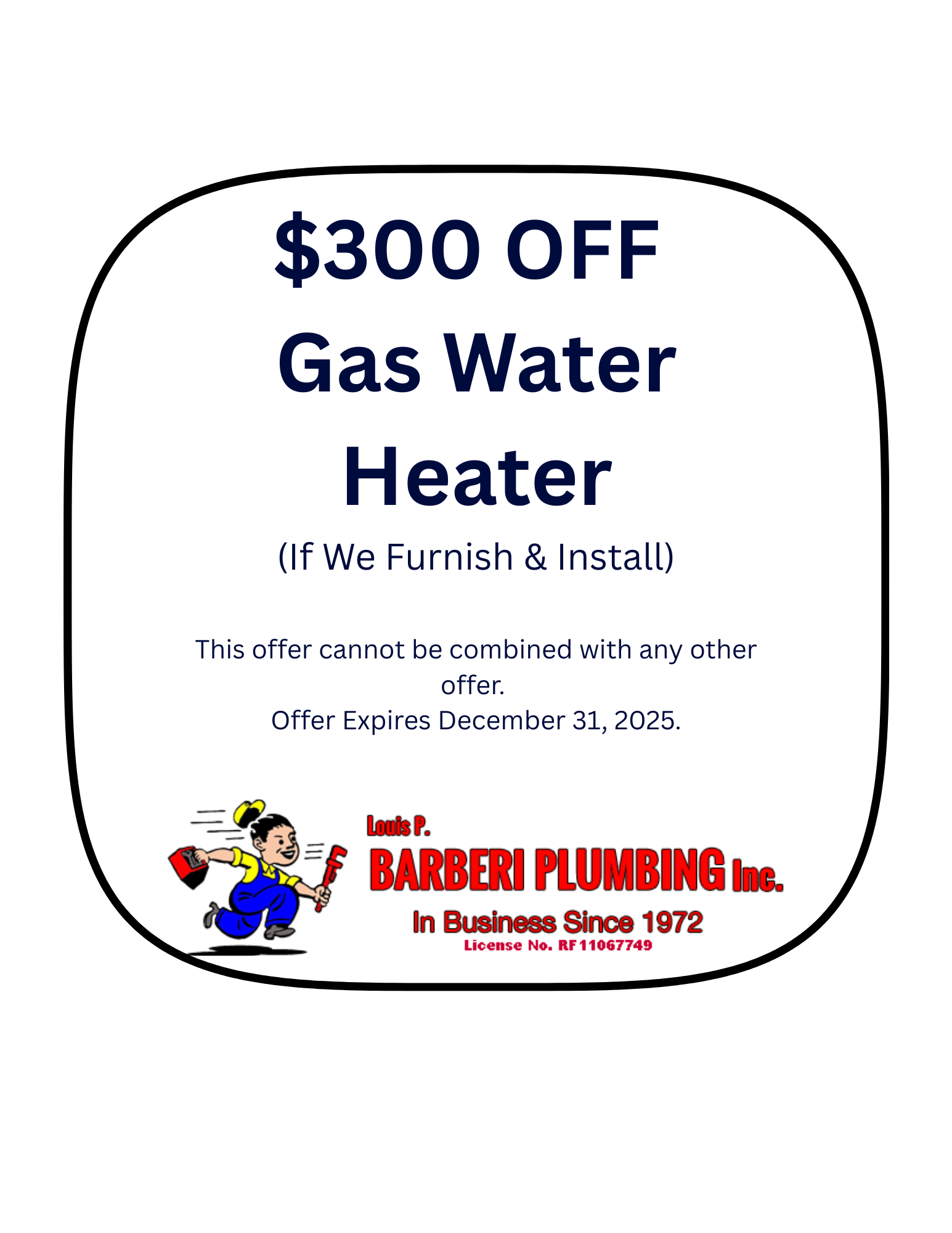Coupons | Barberi Plumbing