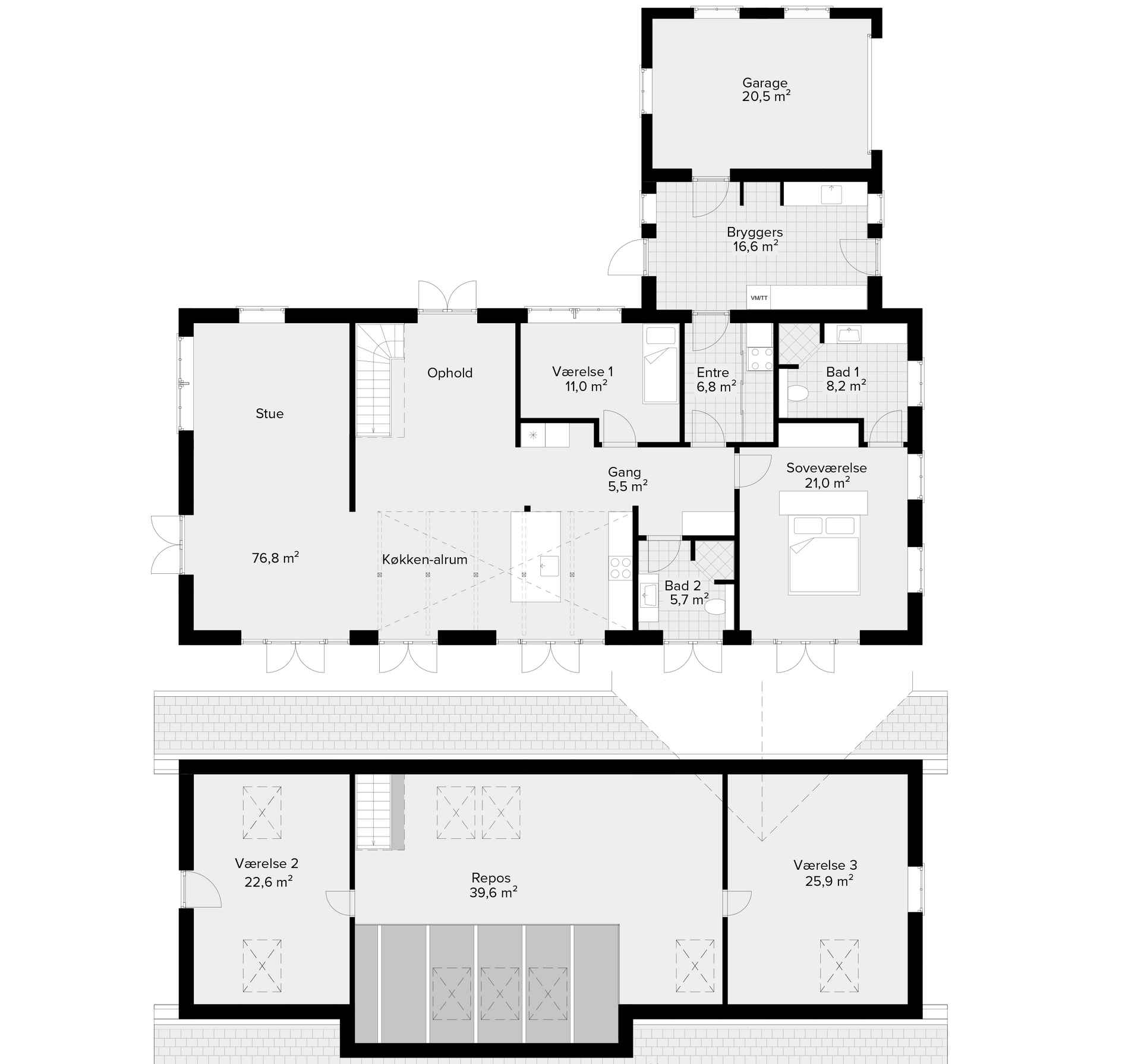 Plantegning af "0-energi-huse" | Trelleborg