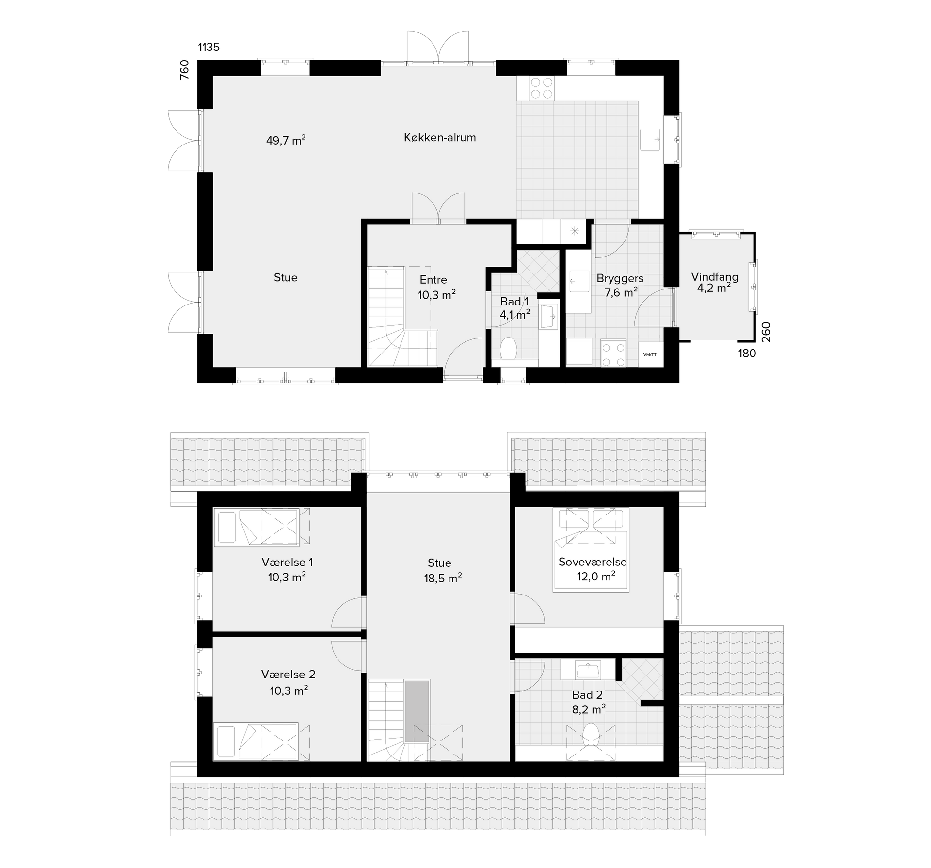 Plantegning af "0-energi-huse" | Trelleborg