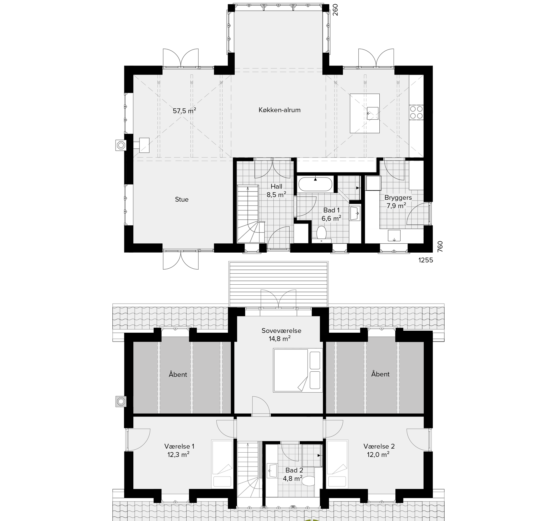 Plantegning af "0-energi-huse" | Trelleborg