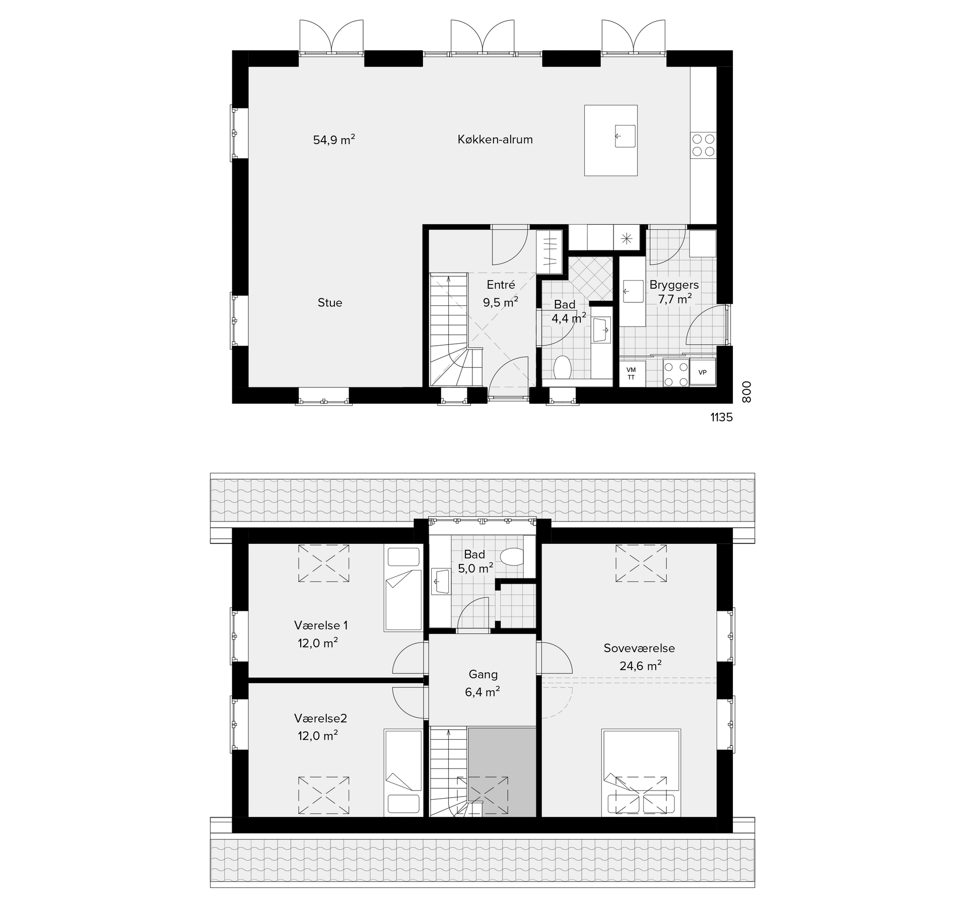 Plantegning af "0-energi-huse" | Trelleborg