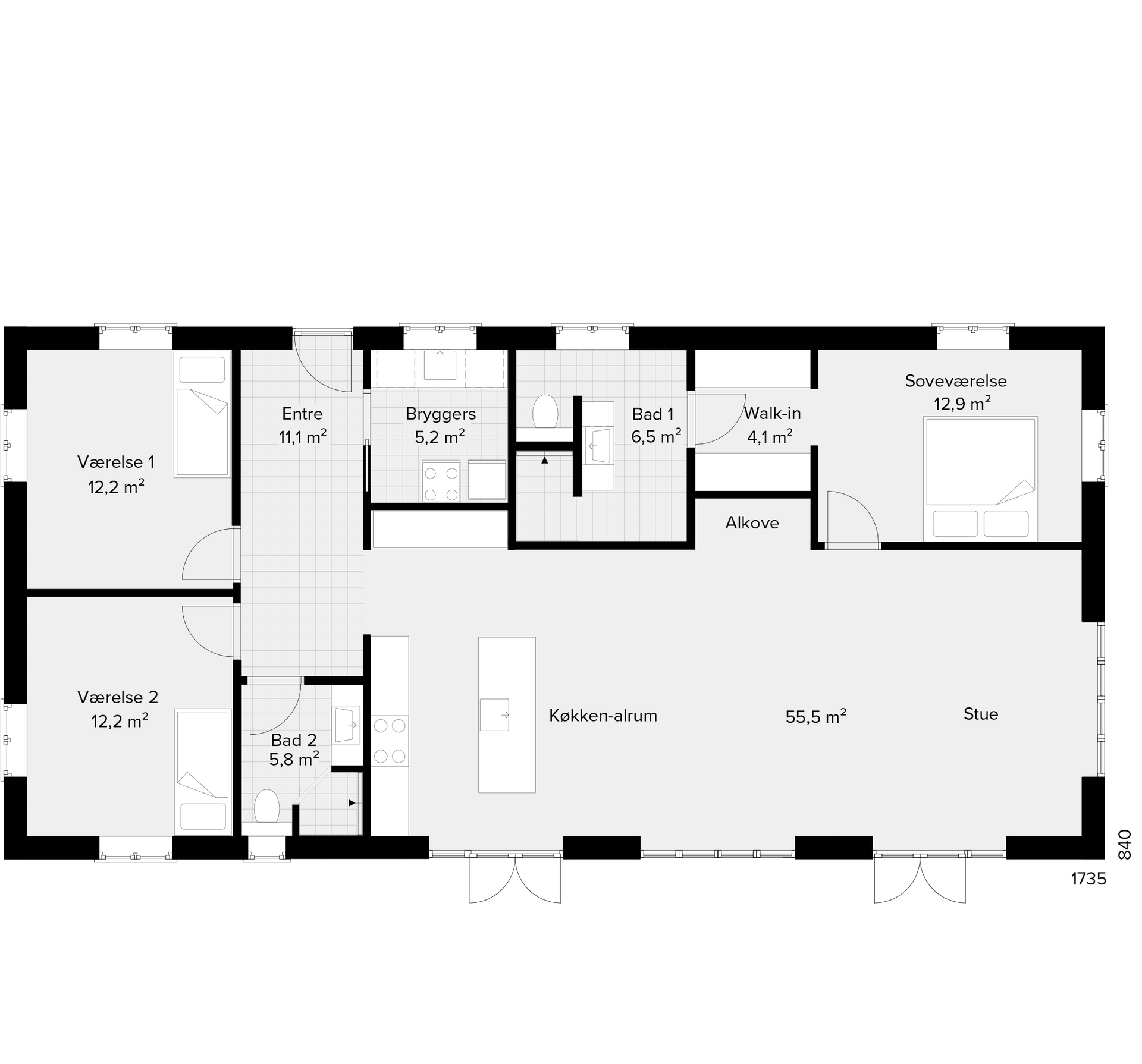 Plantegning af "0-energi-huse" | Trelleborg