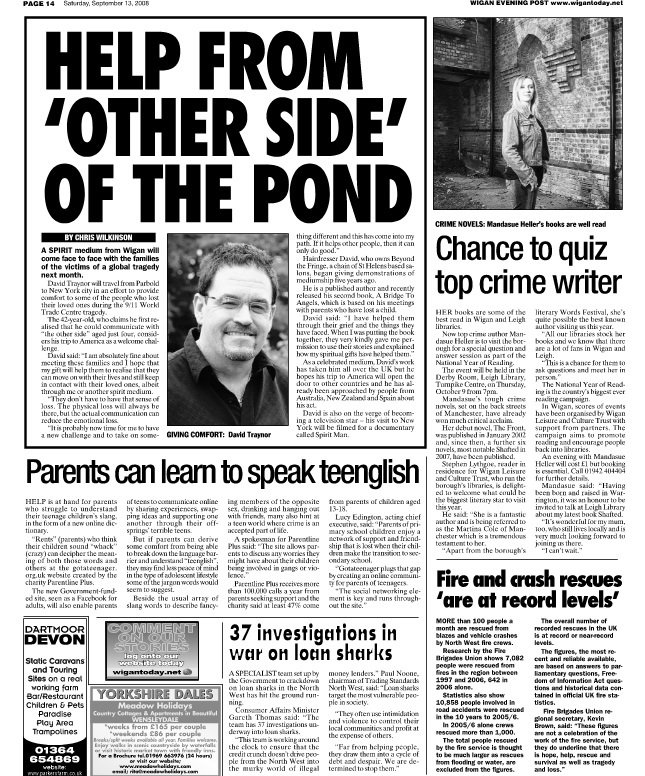 David in the media. David Traynor Spirit Medium