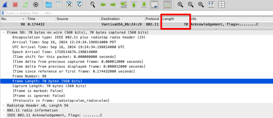 Frame Size and Wireshark