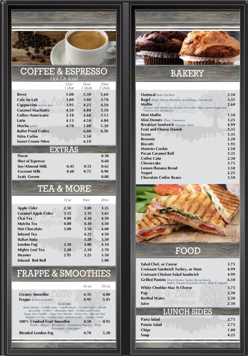 Our Menu — Meg-A-Latte — Specialty Coffee Shop | Williston, ND Coffee Shop