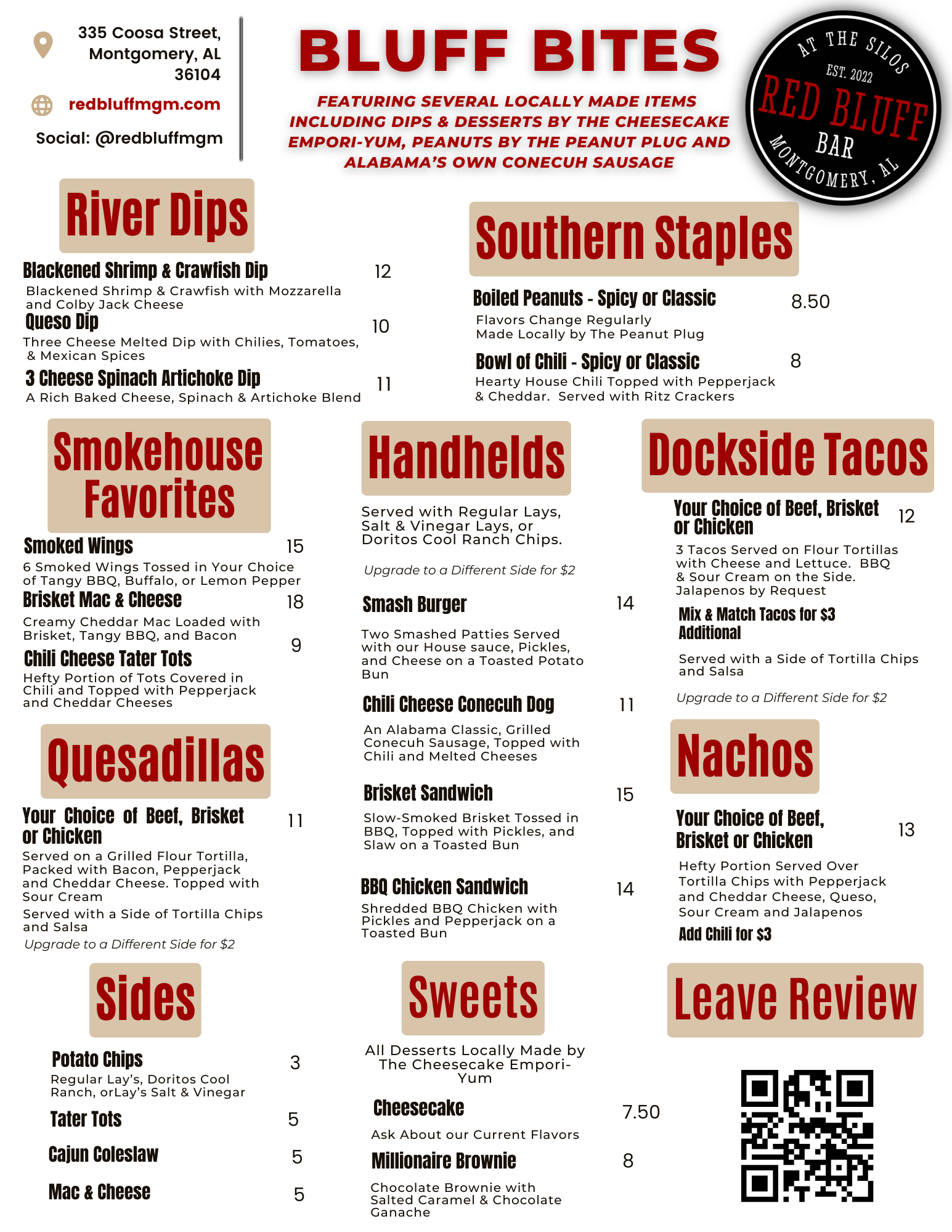 Food & Bites at Red Bluff Bar Montgomery AL