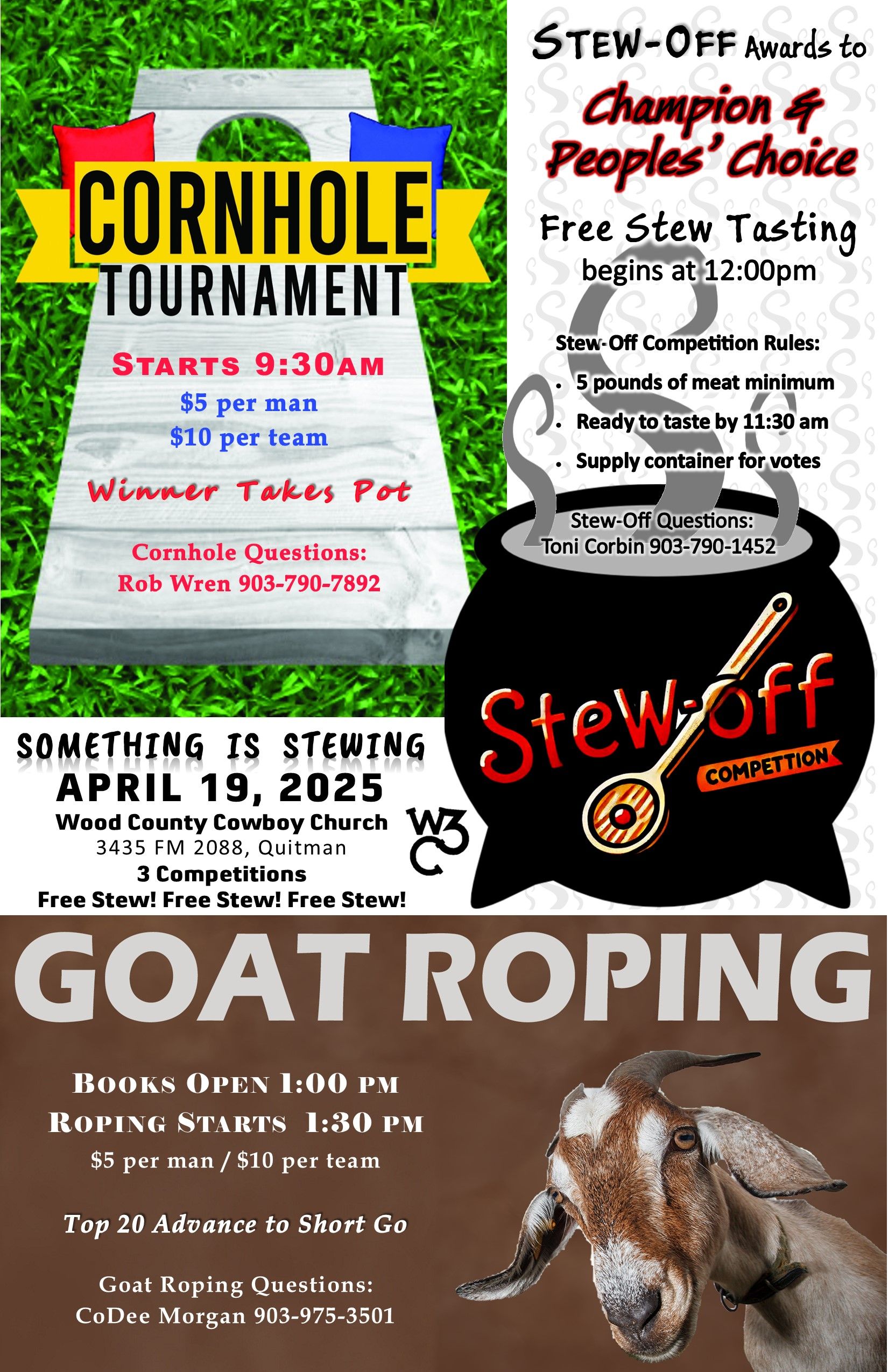 Stew-Off, Goat Roping & Cornhole Competitions