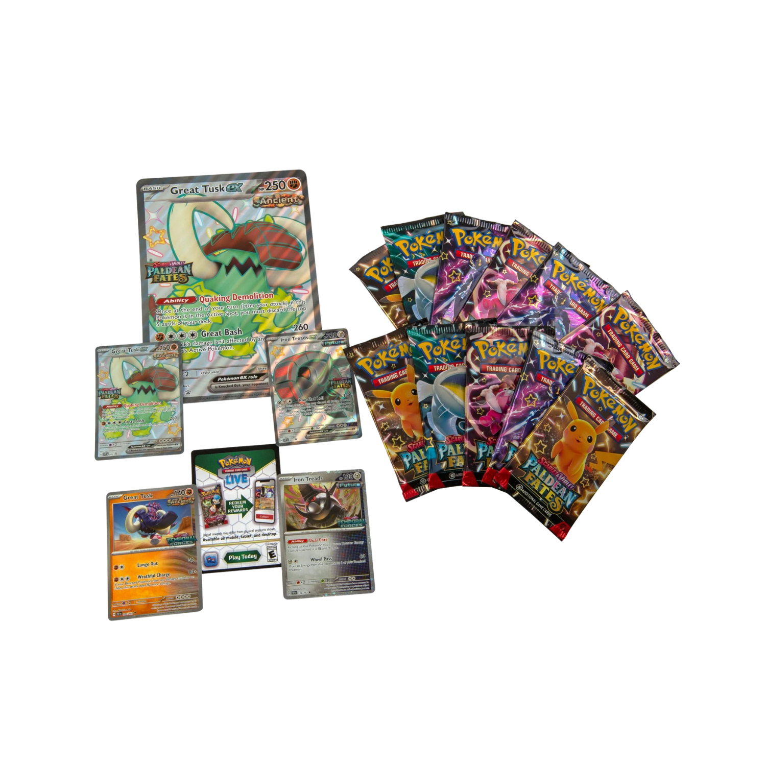 Paldean Fates Great Tusk ex & Iron Threads ex Premium Collection