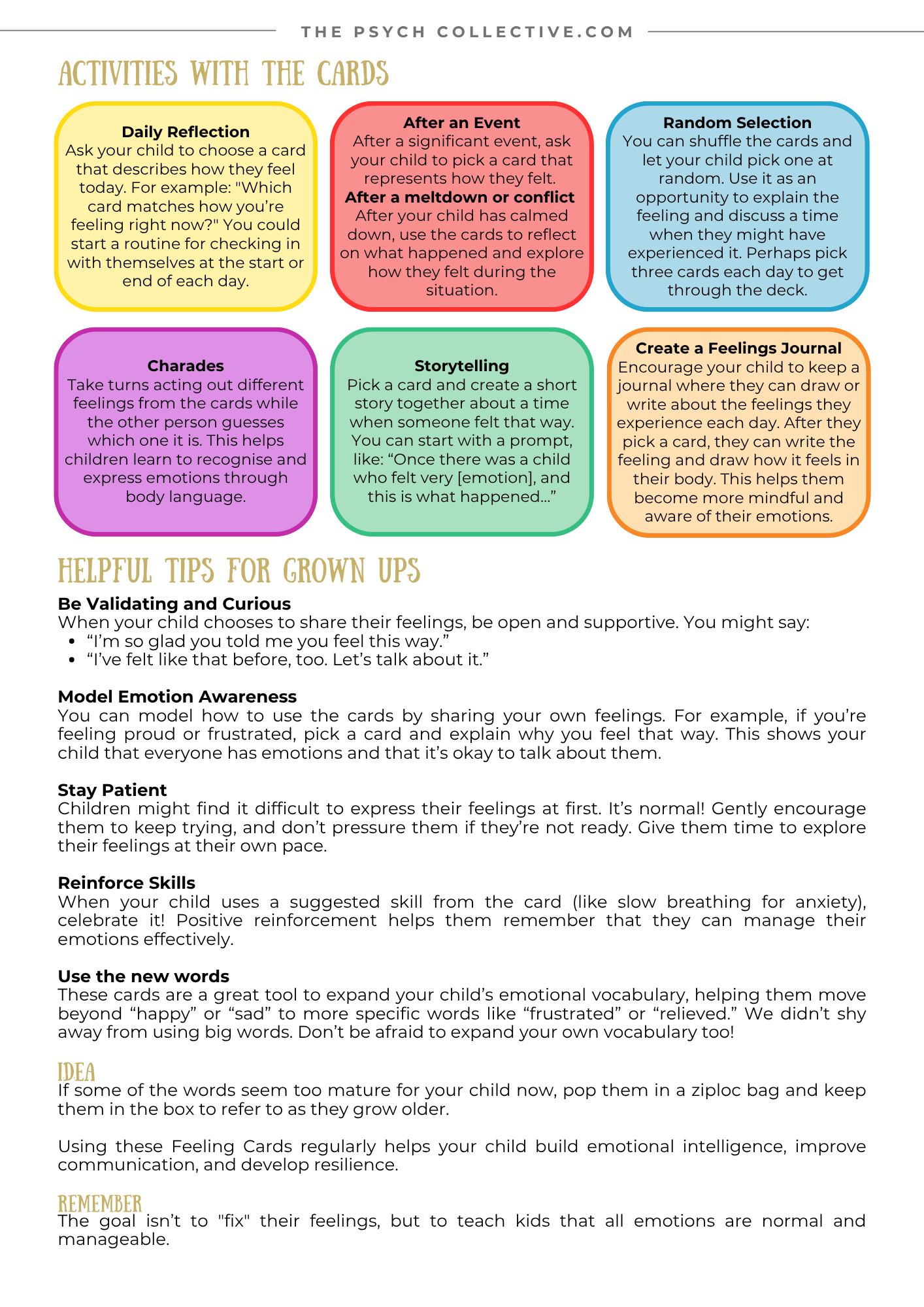 Feeling Cards for Kids