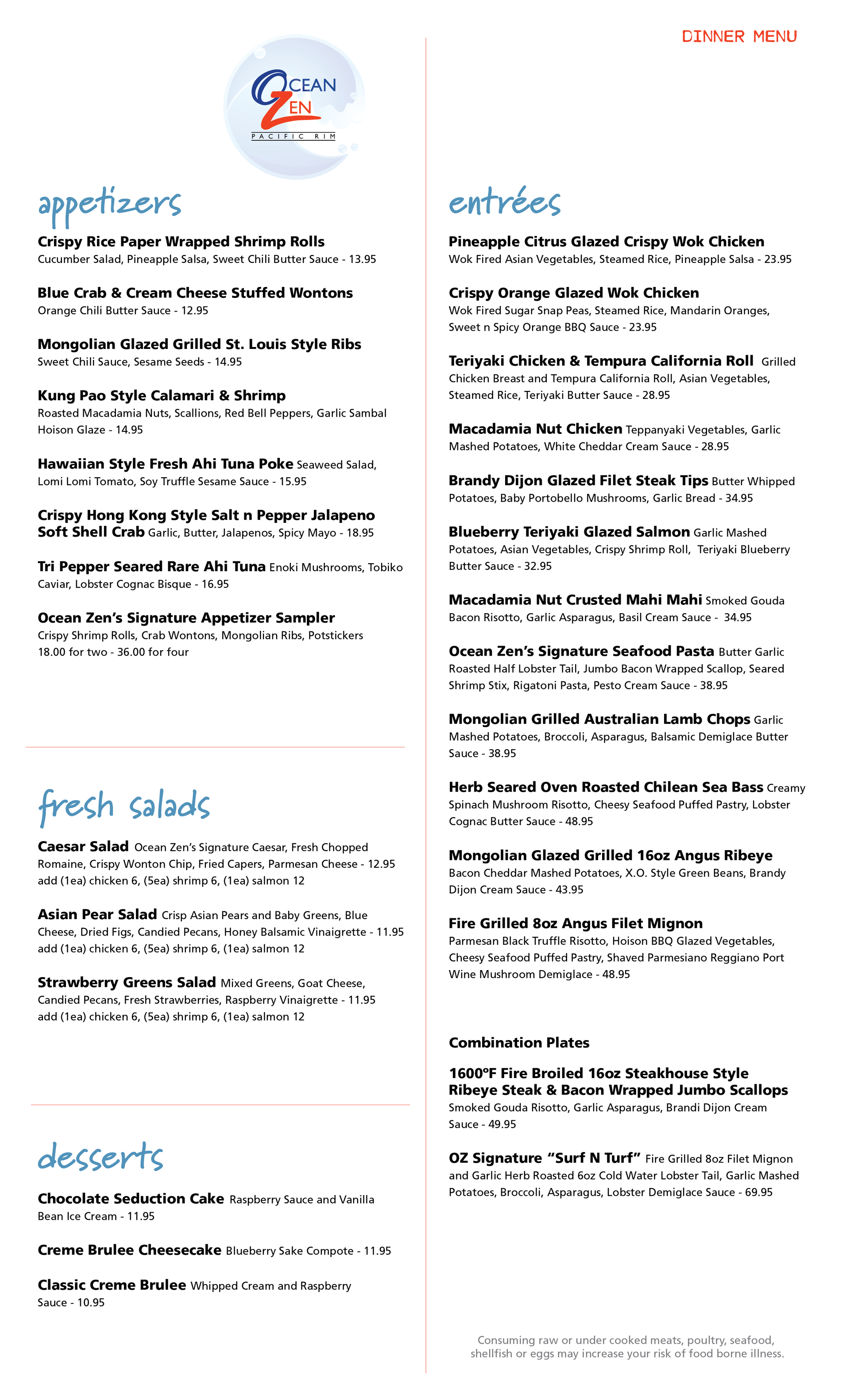 Ocean Zen Menu