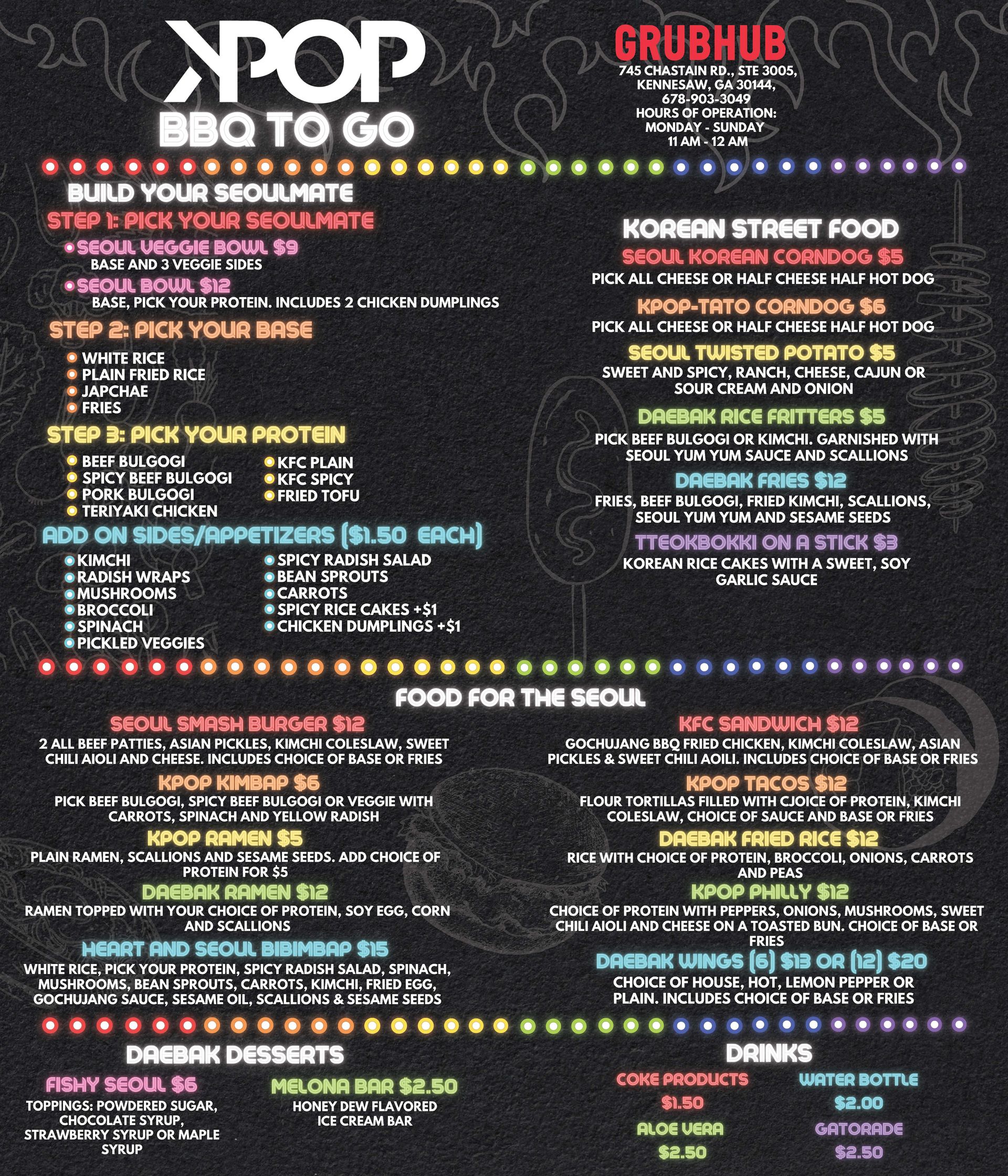 KPOP BBQ TOGO | Fast Casual Korean Restaurant | MENU