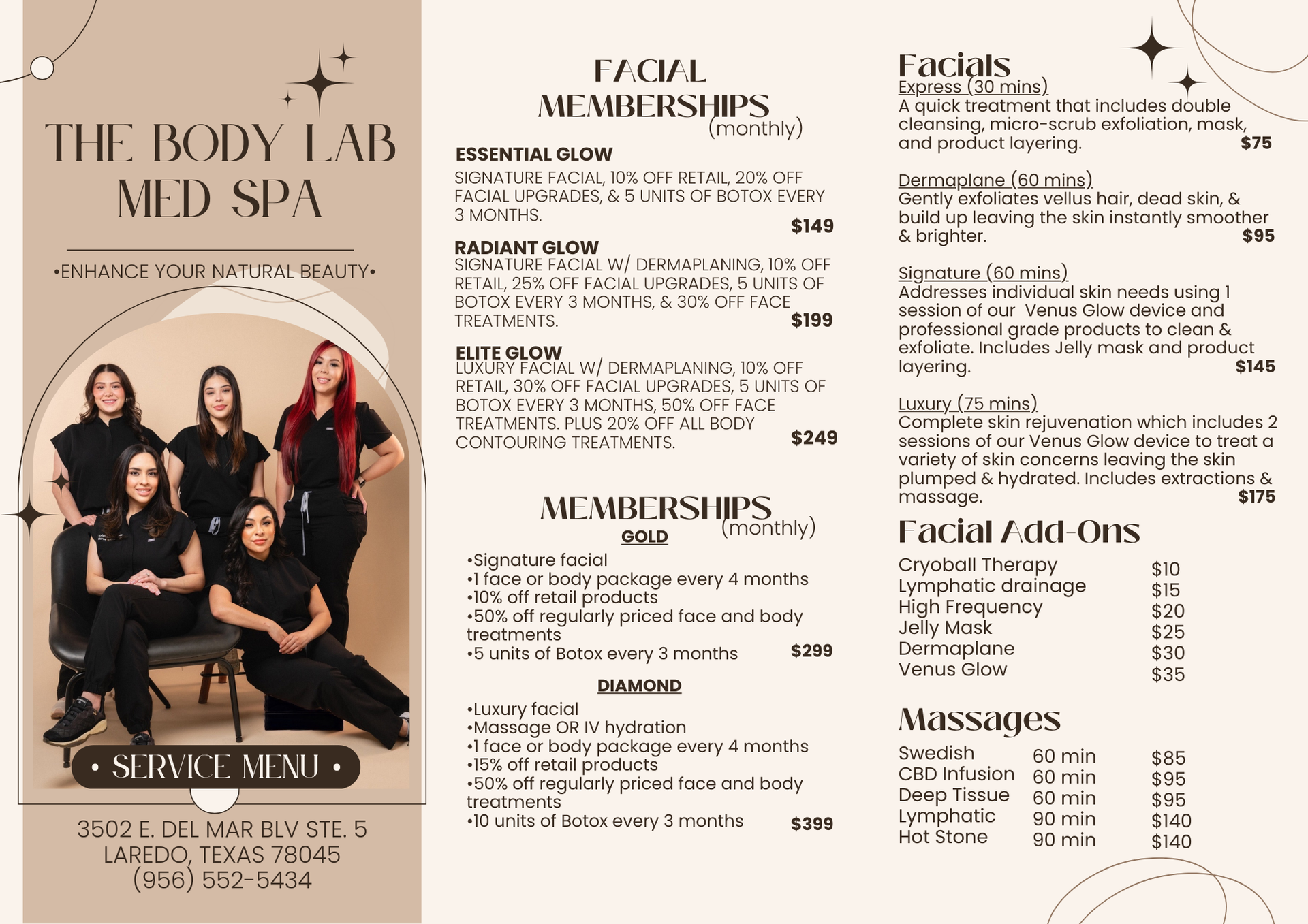 Service Menu | The Body Lab Med Spa | Laredo's #1 Beauty Professionals