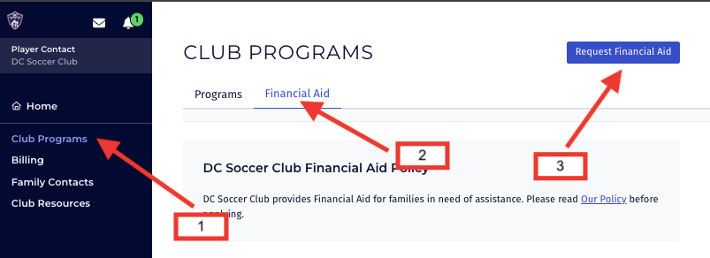 DC Soccer Club Financial Aid