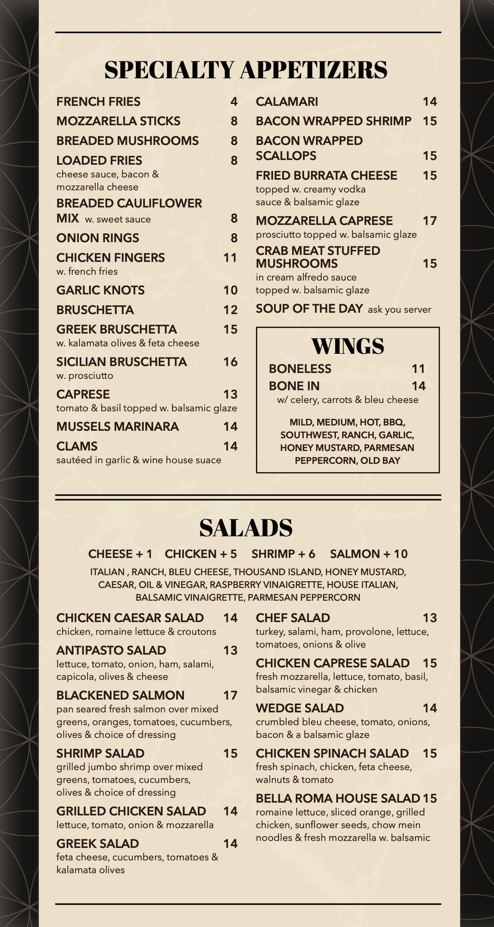 Bella Roma Menu | Exeter PA