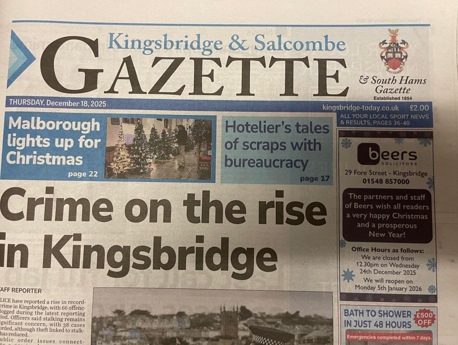News Flash ! - Kingsbridge & Salcombe Gazette Published 18th December 2025