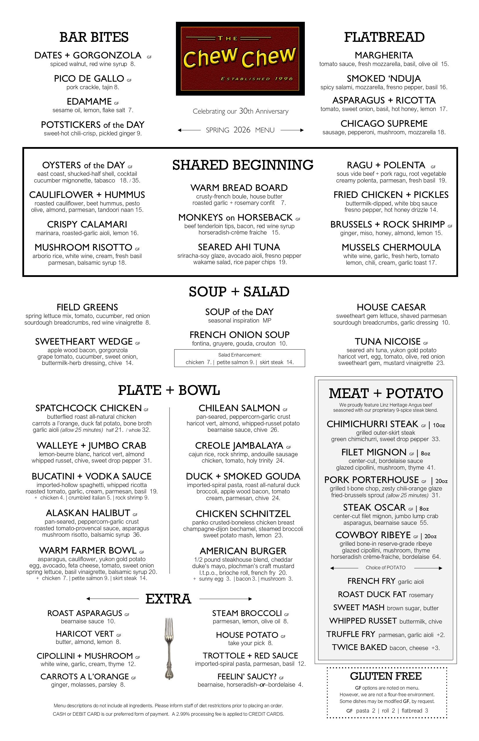 Seasonal Menu | The Chew Chew