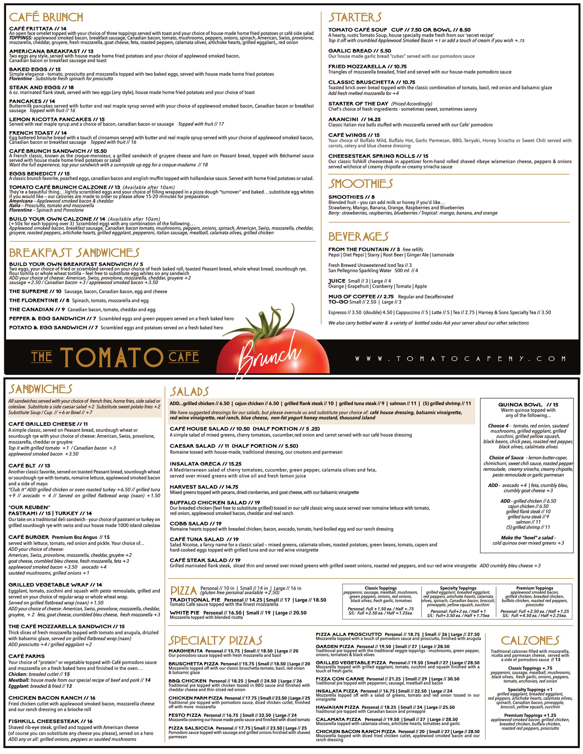 The Tomato Cafe - Pizza & Restaurant - Fishkill & Poughkeepsie, NY
