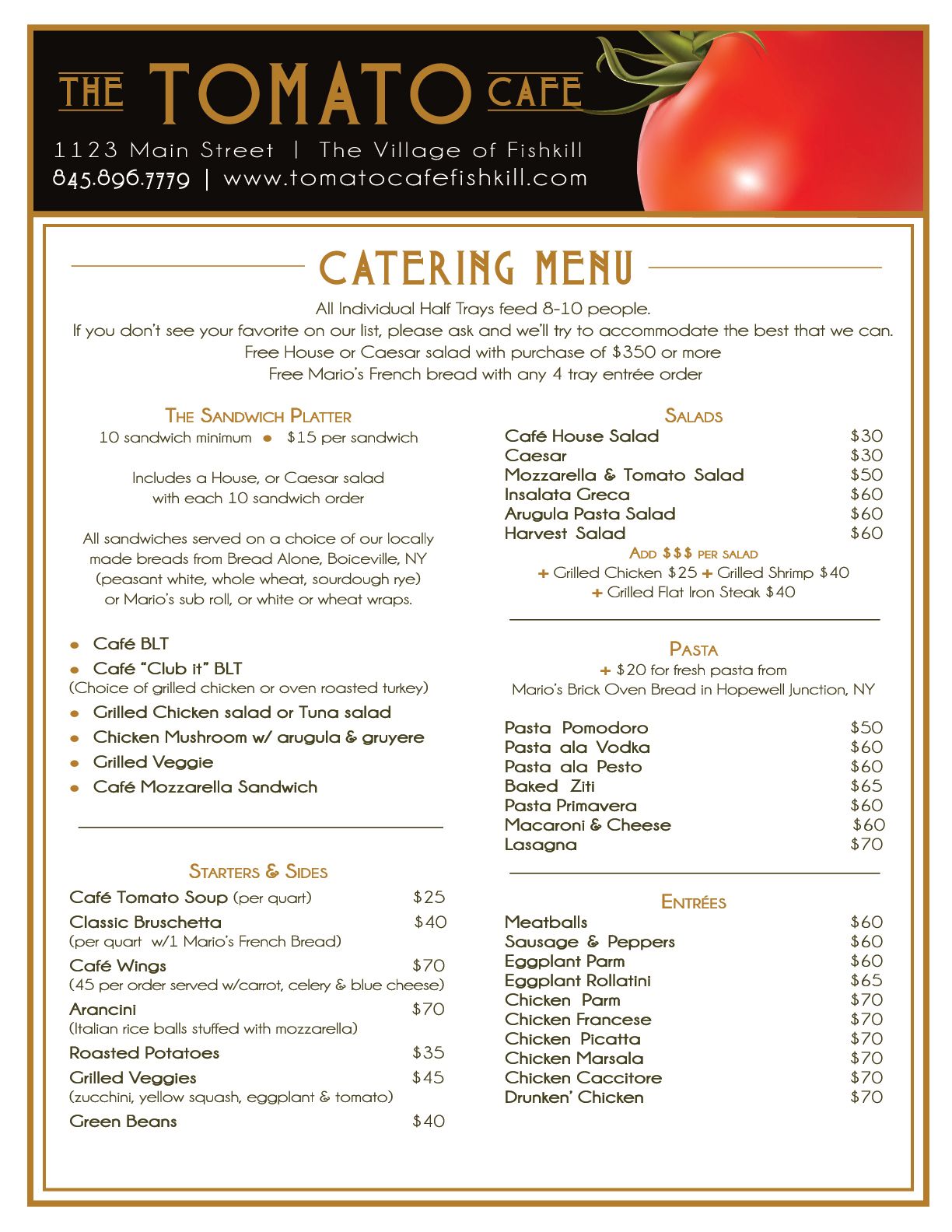 The Tomato Cafe - Pizza & Restaurant - Fishkill & Poughkeepsie, NY