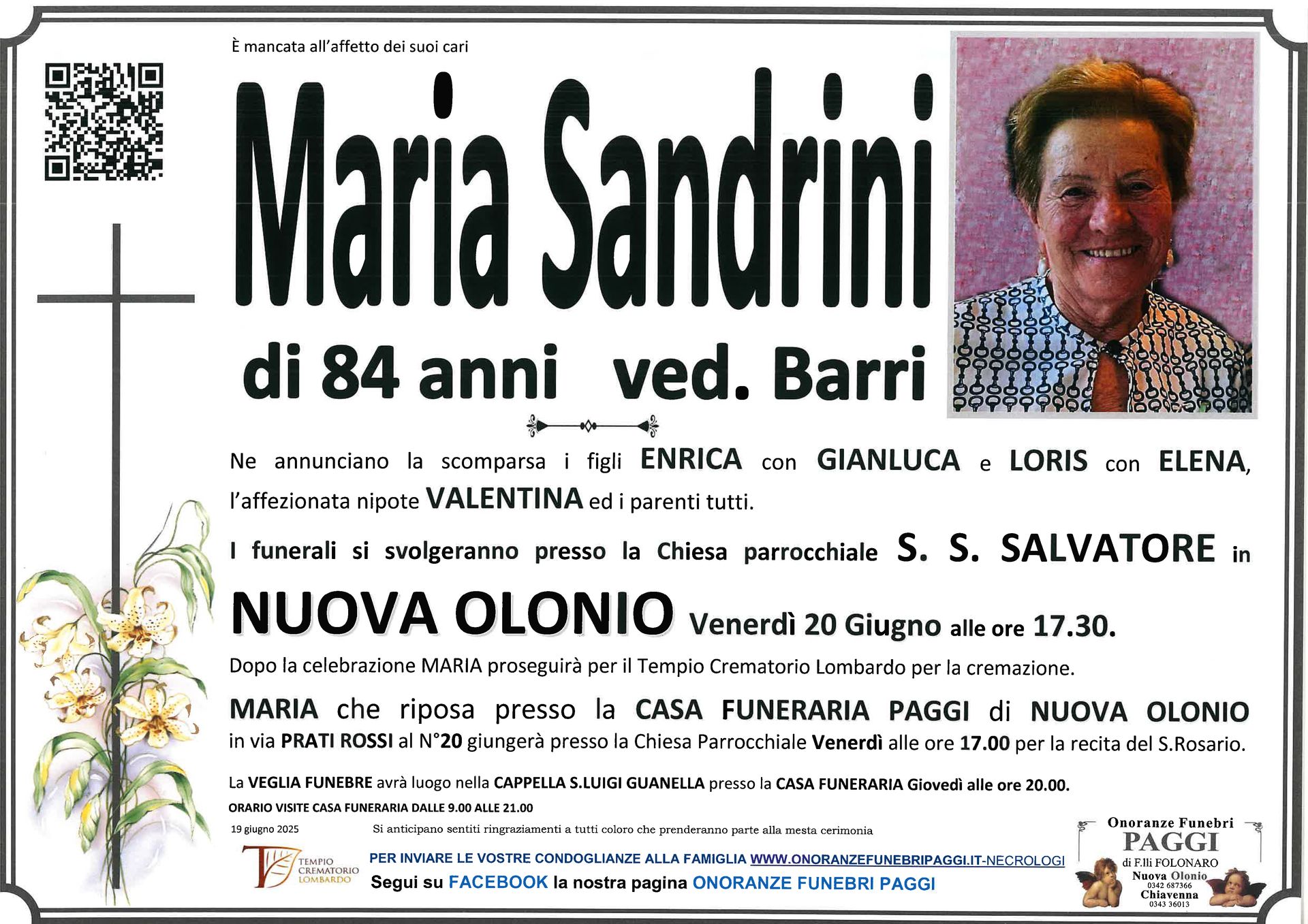 Necrologi | Dubino, SO | Onoranze Funebri Paggi