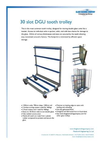 Tooth trolleys for glass