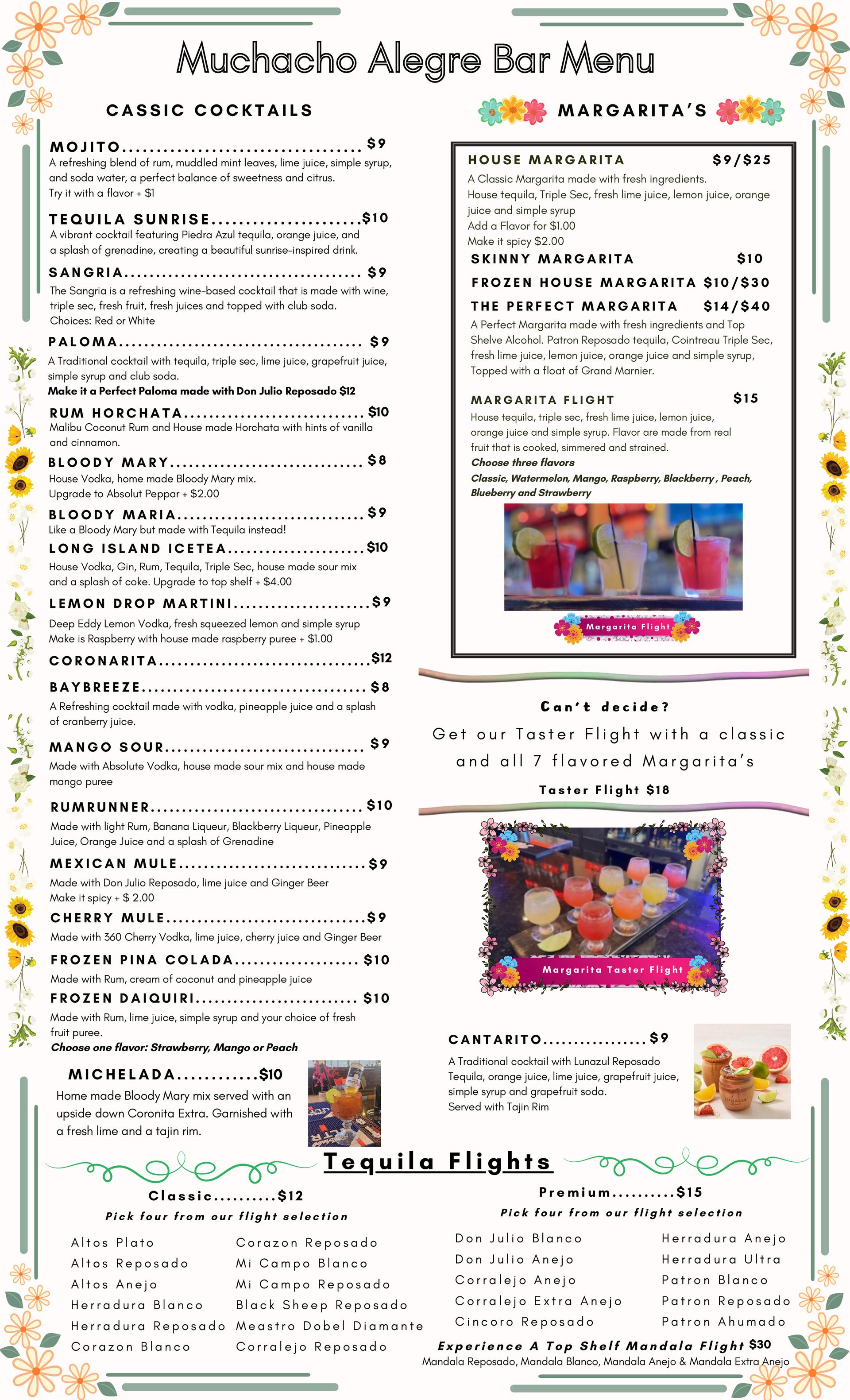 Mexican Food & Drinks Menu - Sevierville, TN - Muchacho