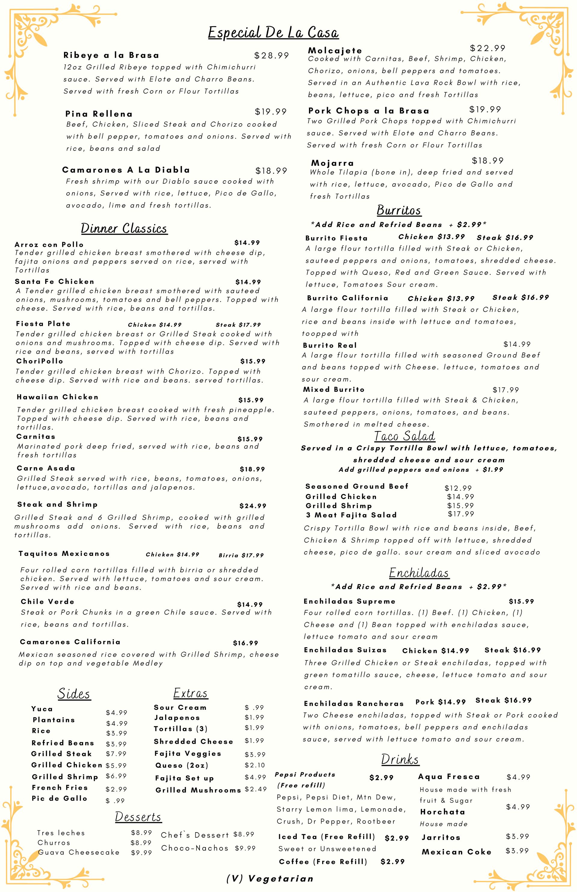 Mexican Food & Drinks Menu - Sevierville, TN - Muchacho