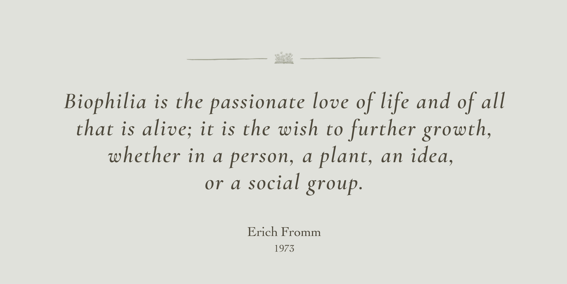 A post about the work of Erich Fromm and the science of Biophilia