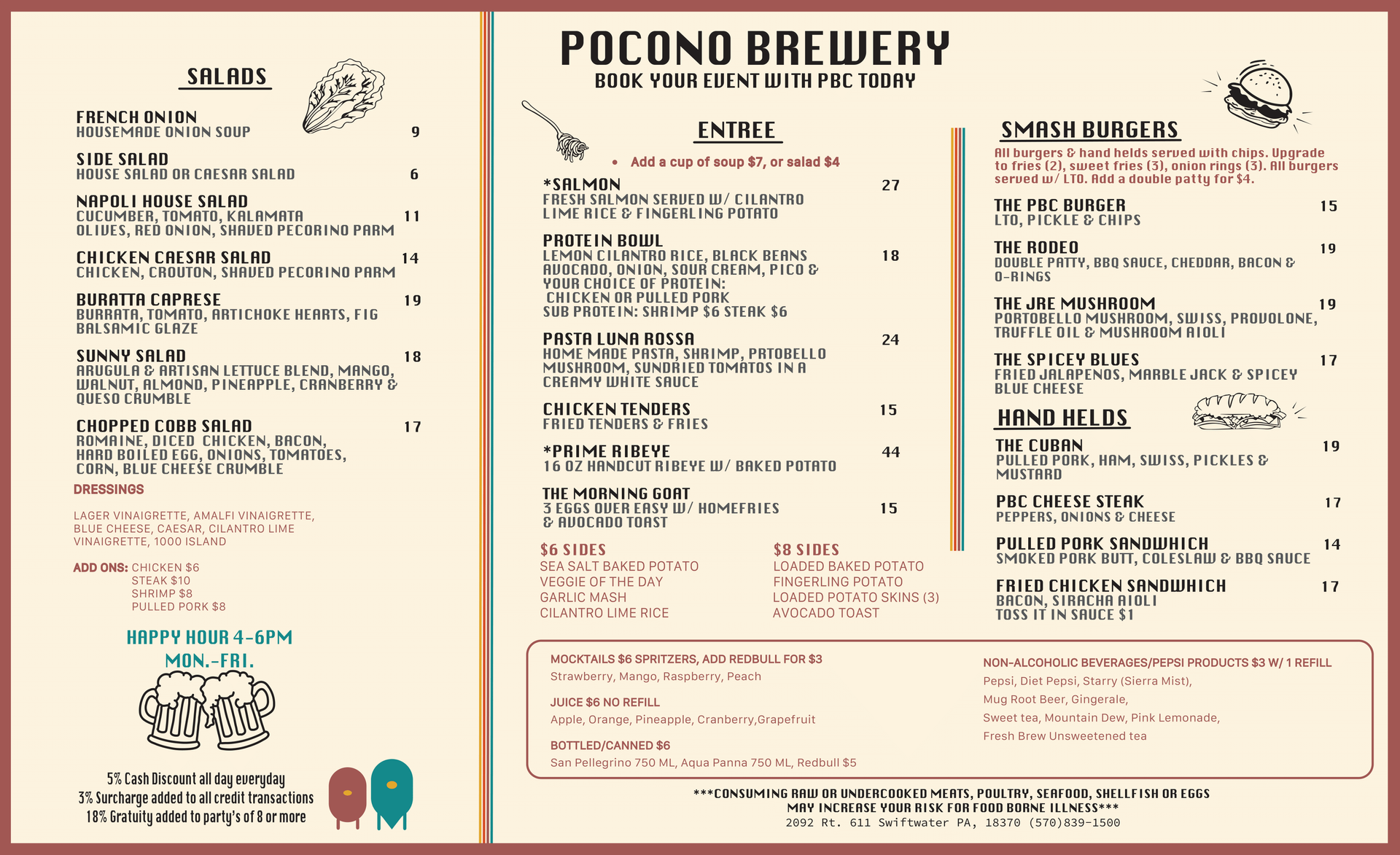 Pocono Brewery Company Menu