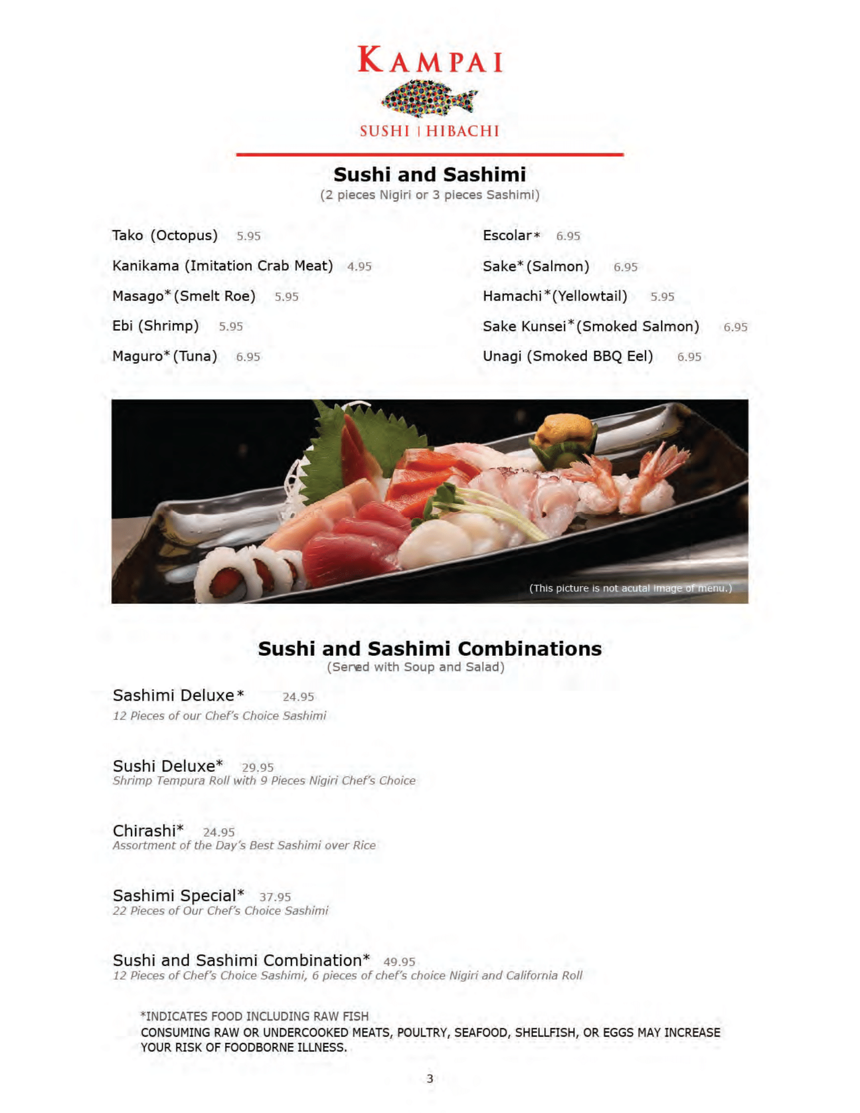 Dinner Menu | Kampai Sushi & Hibachi