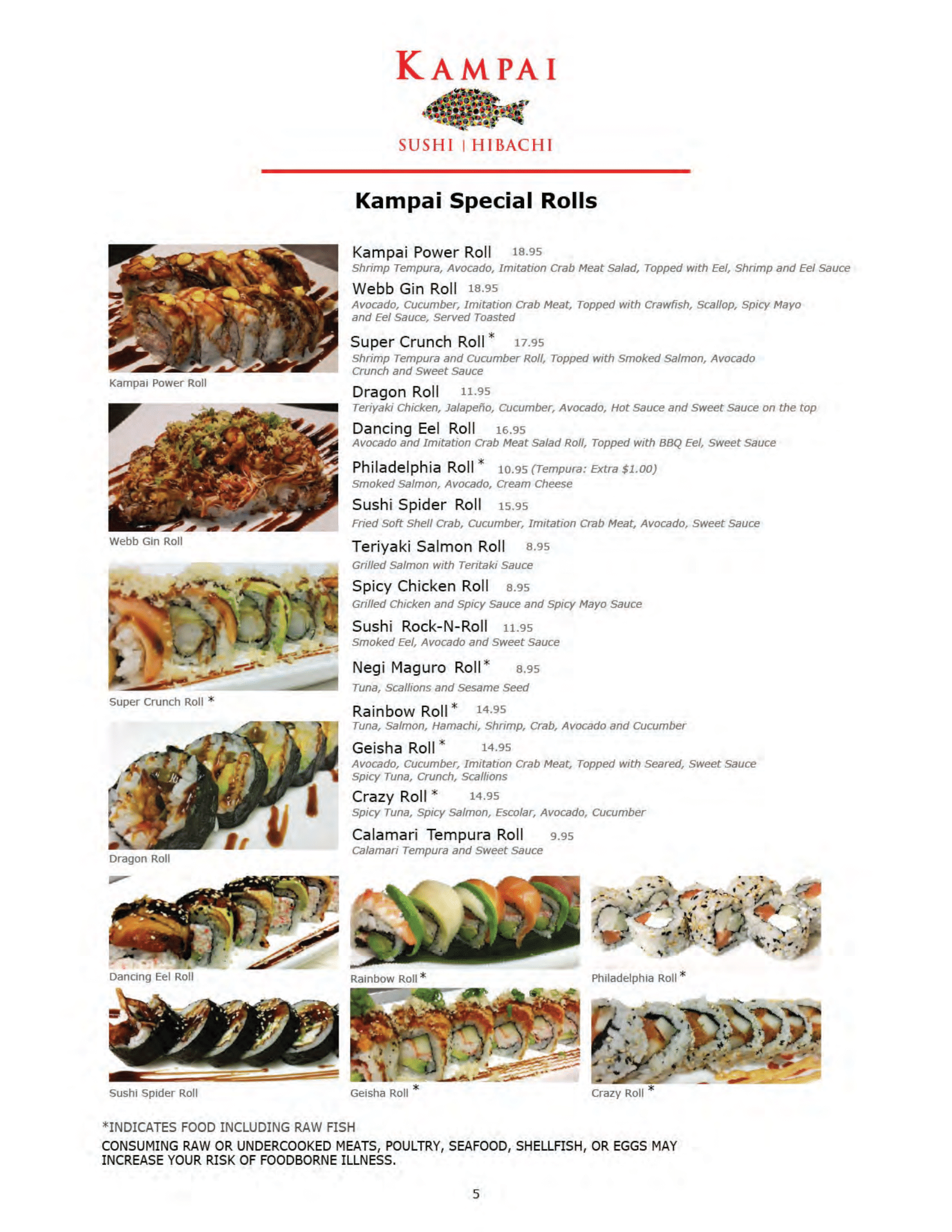 Dinner Menu | Kampai Sushi & Hibachi