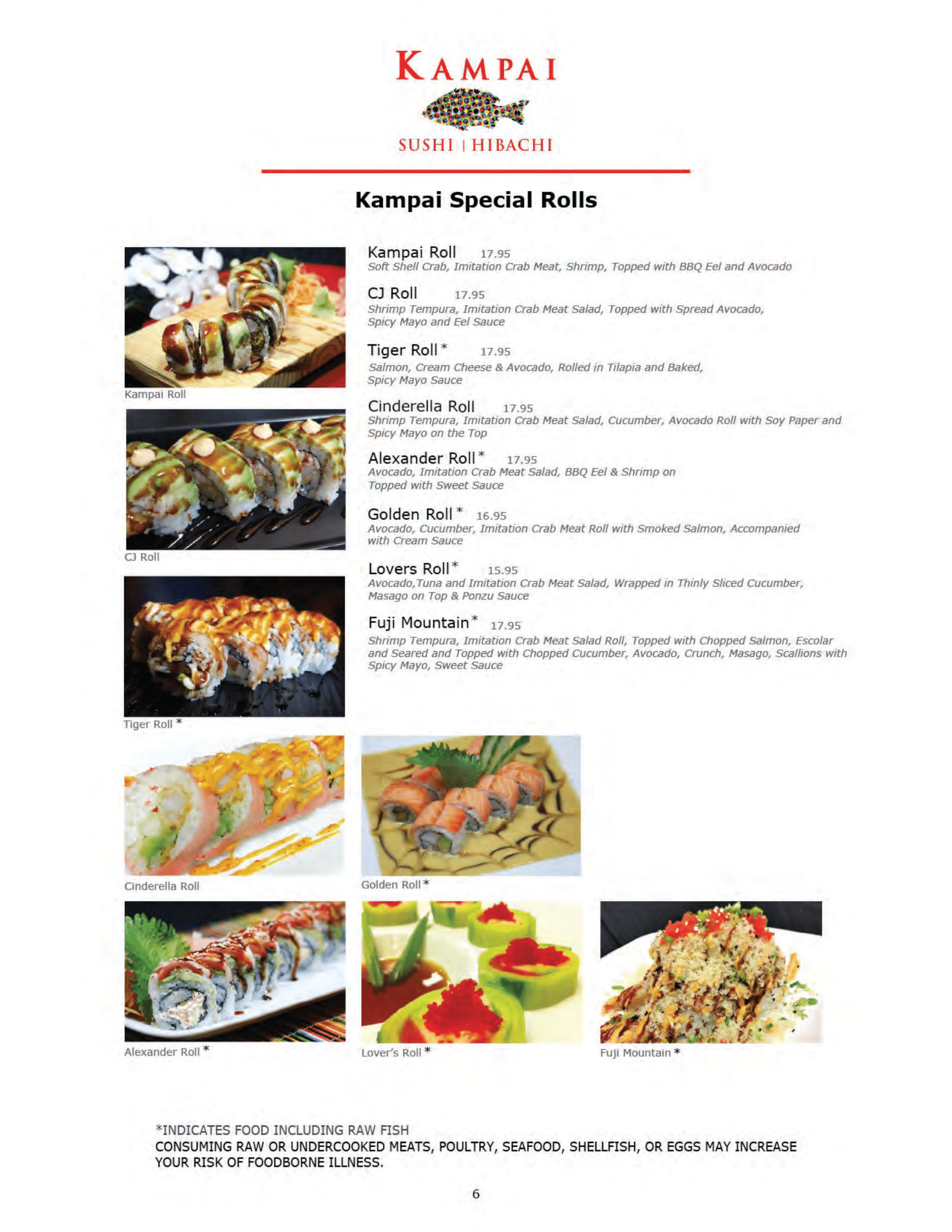 Dinner Menu | Kampai Sushi & Hibachi