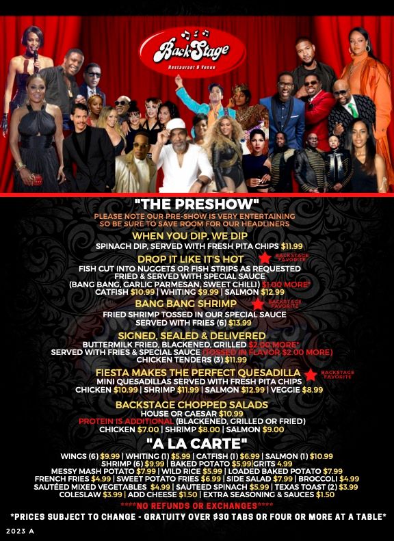 Menu - Backstage Atlanta