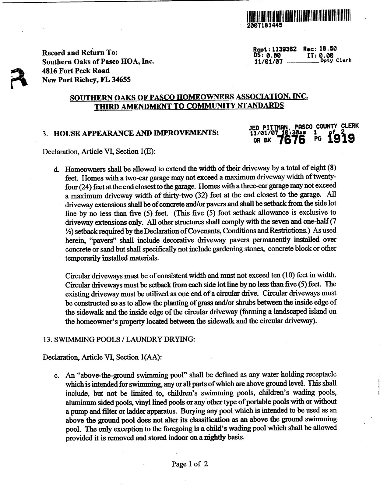 Documents & Forms | Southern Oaks HOA