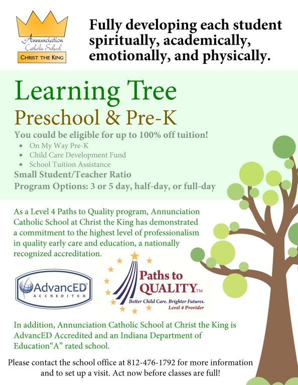 The Learning Tree Preschool | Annunciation Catholic School | Christ The ...