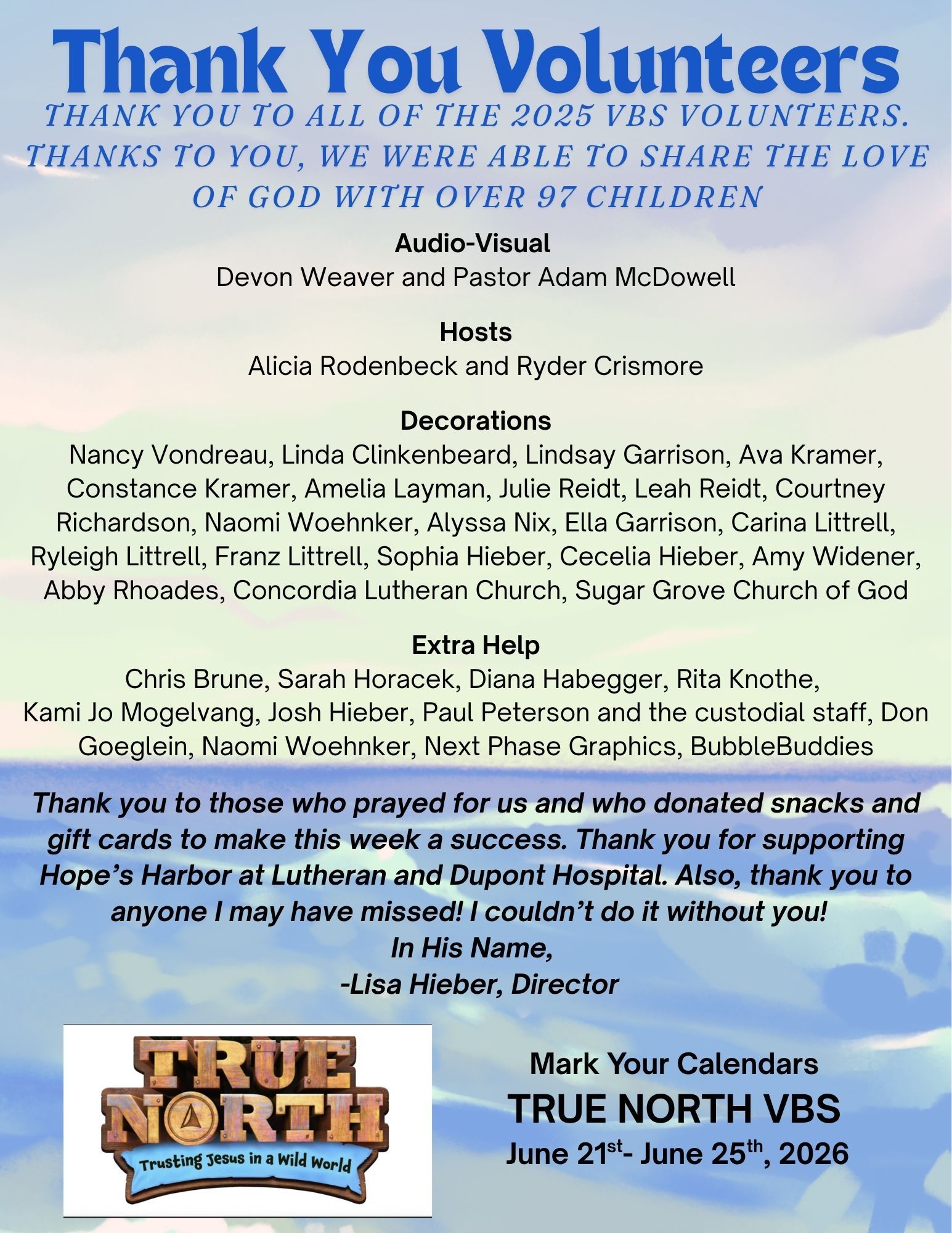 Thank You 2025 VBS Volunteers