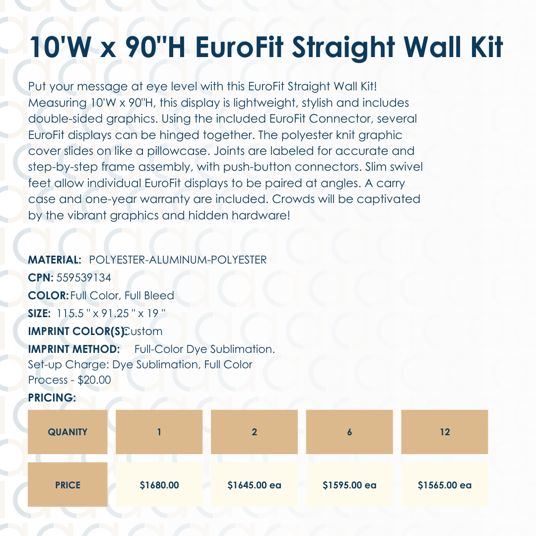 8'W x 90"H EuroFit Straight Wall Kit